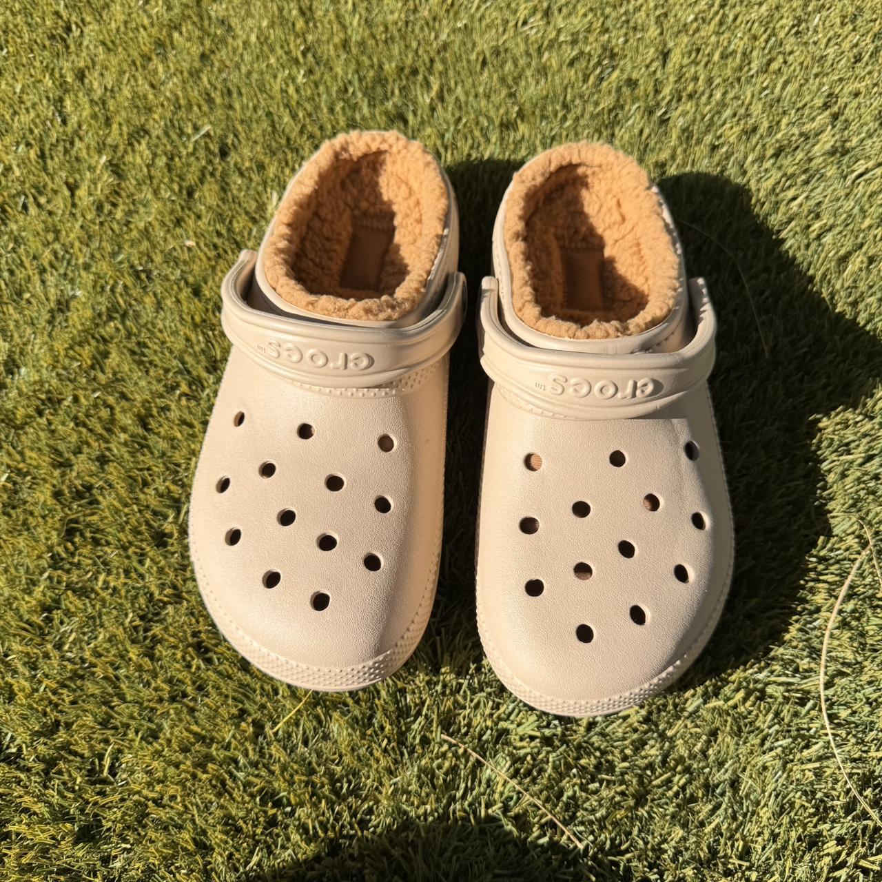 Creme Croc Slippers. worn once but they didn’t fit... - Depop
