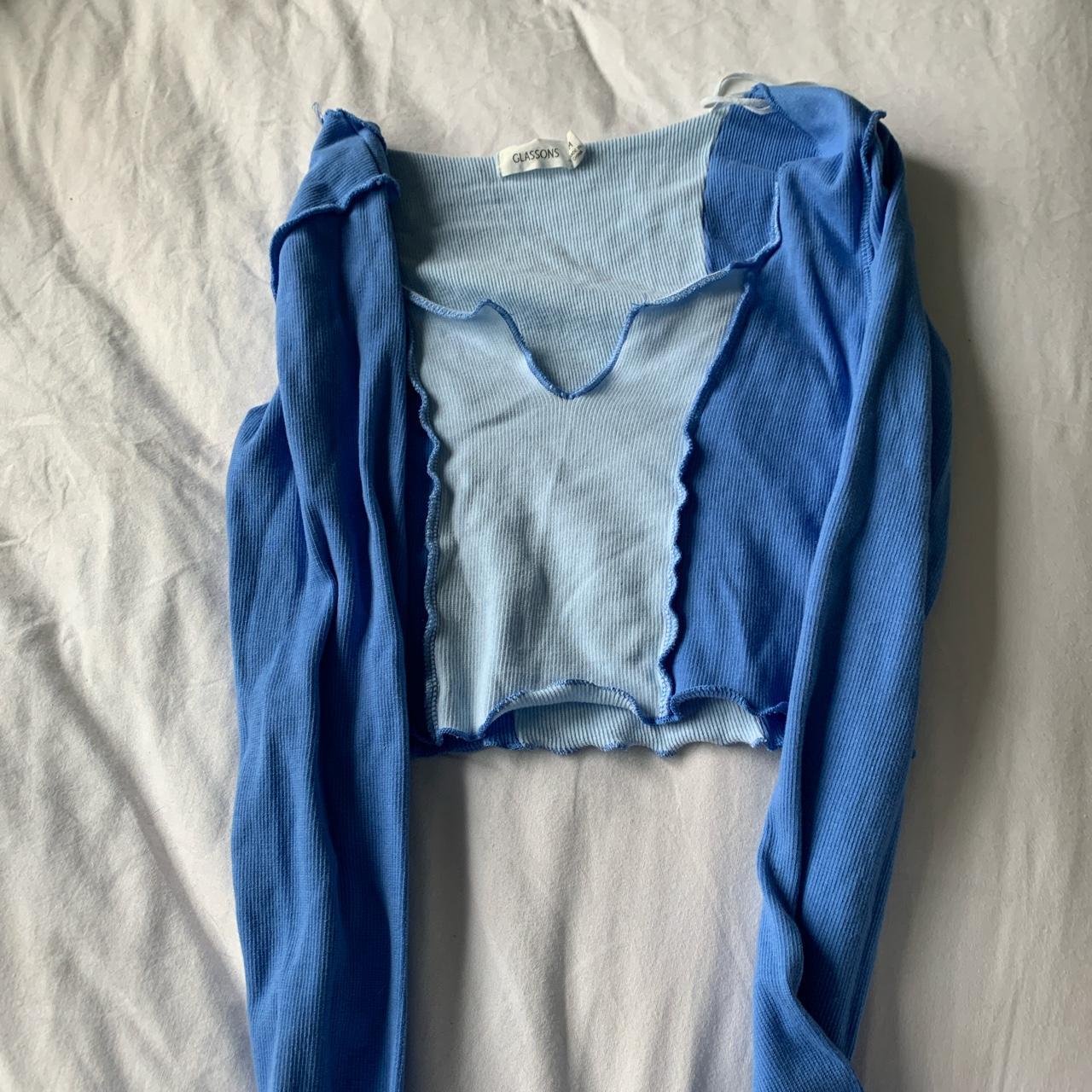 Glassons blue and light blue ruffled top | never worn - Depop