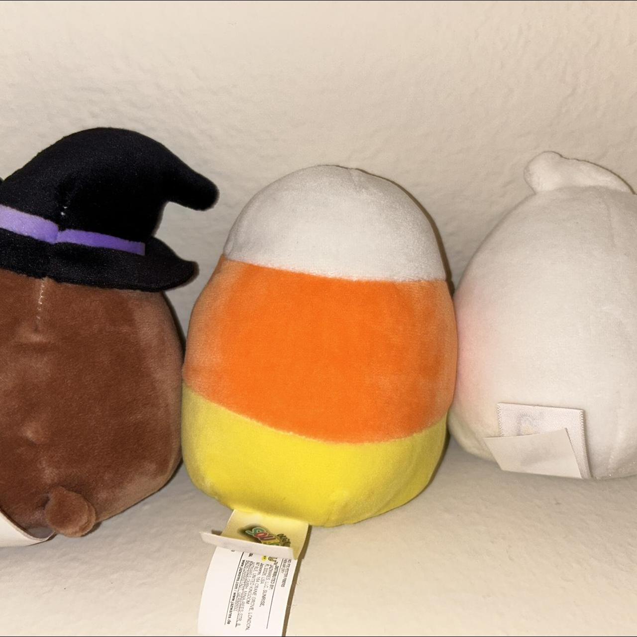 Three small squishmallow trio dog witch, candy corn,... - Depop
