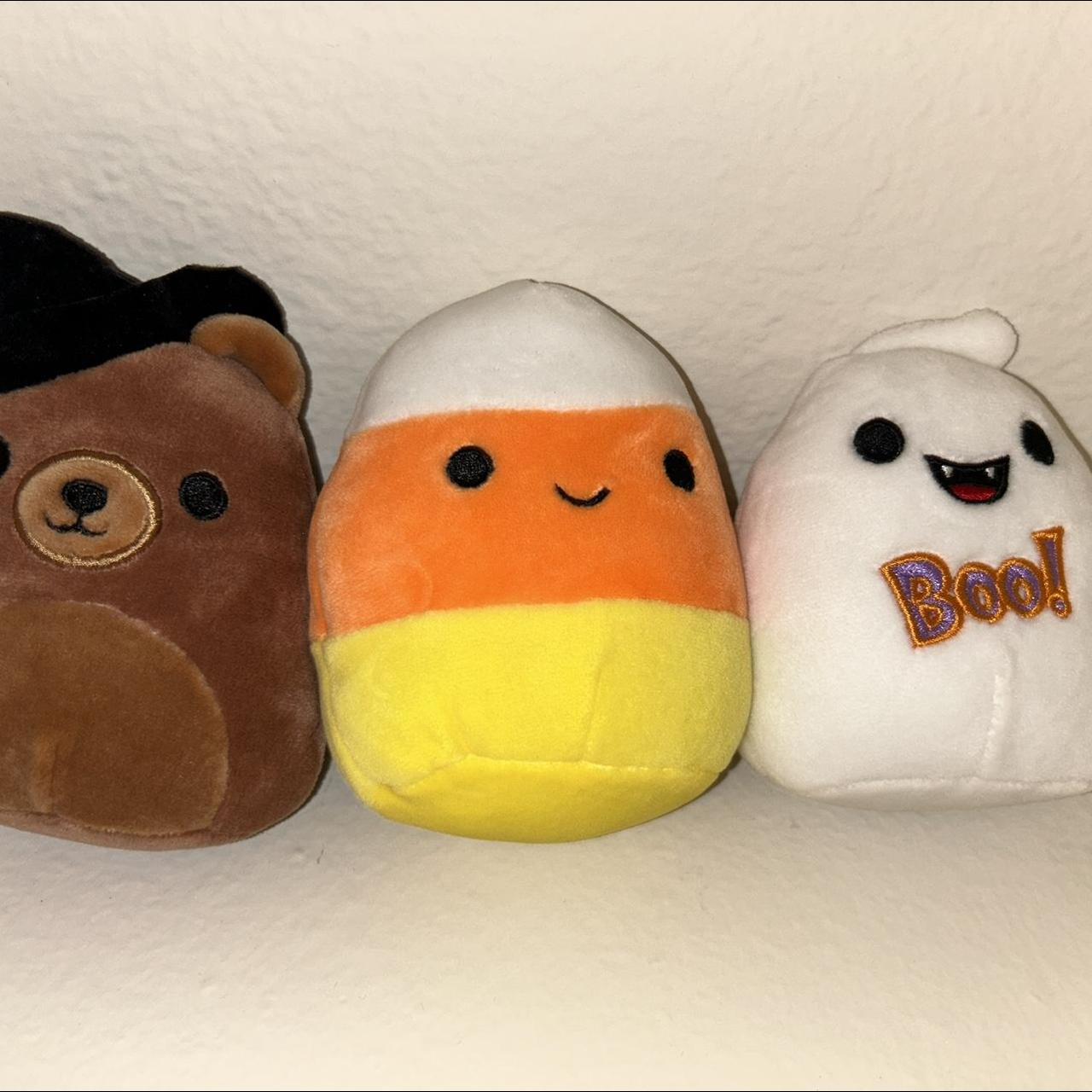 Three small squishmallow trio dog witch, candy corn,... - Depop