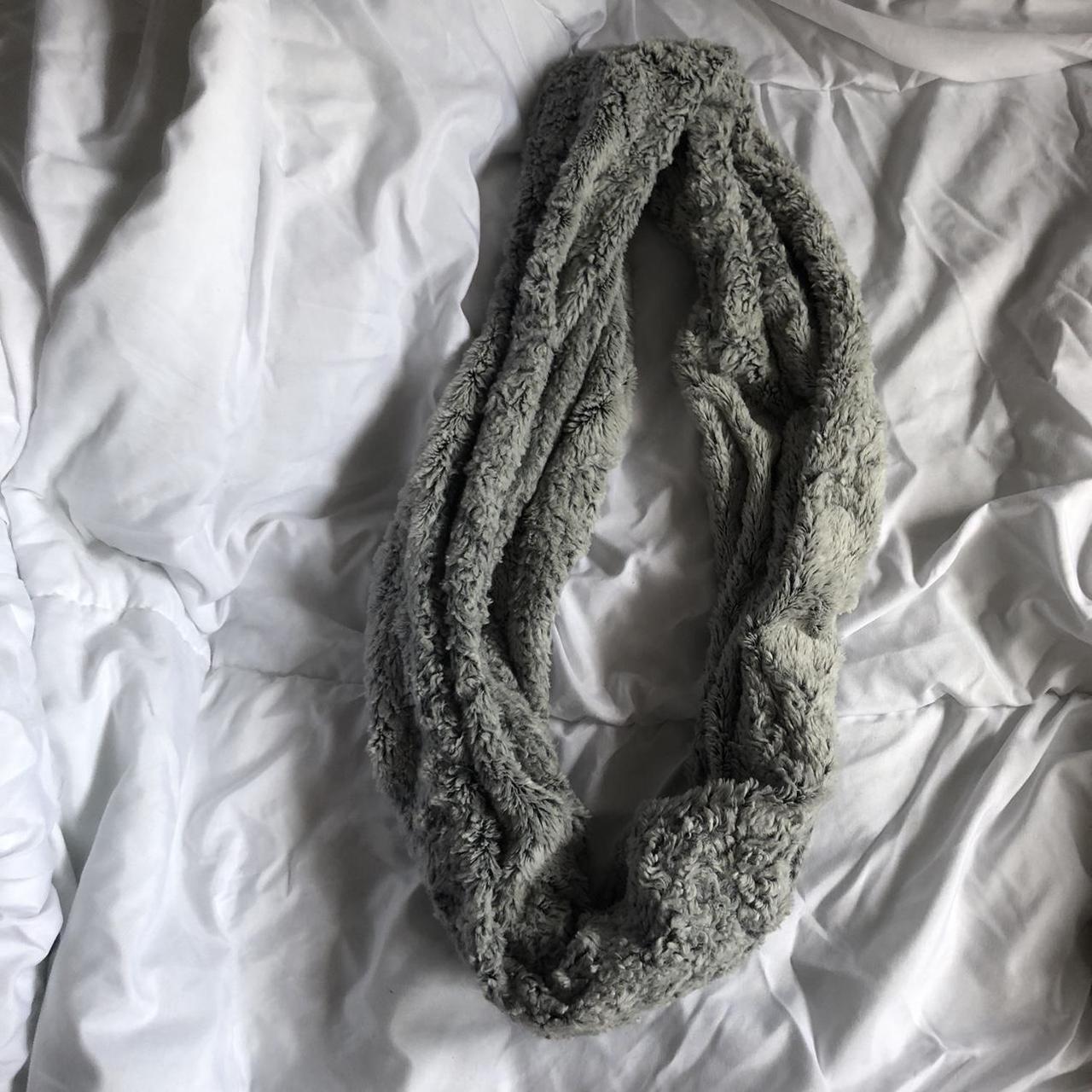 snood scarf grey fluffy Frank usher patterned... - Depop