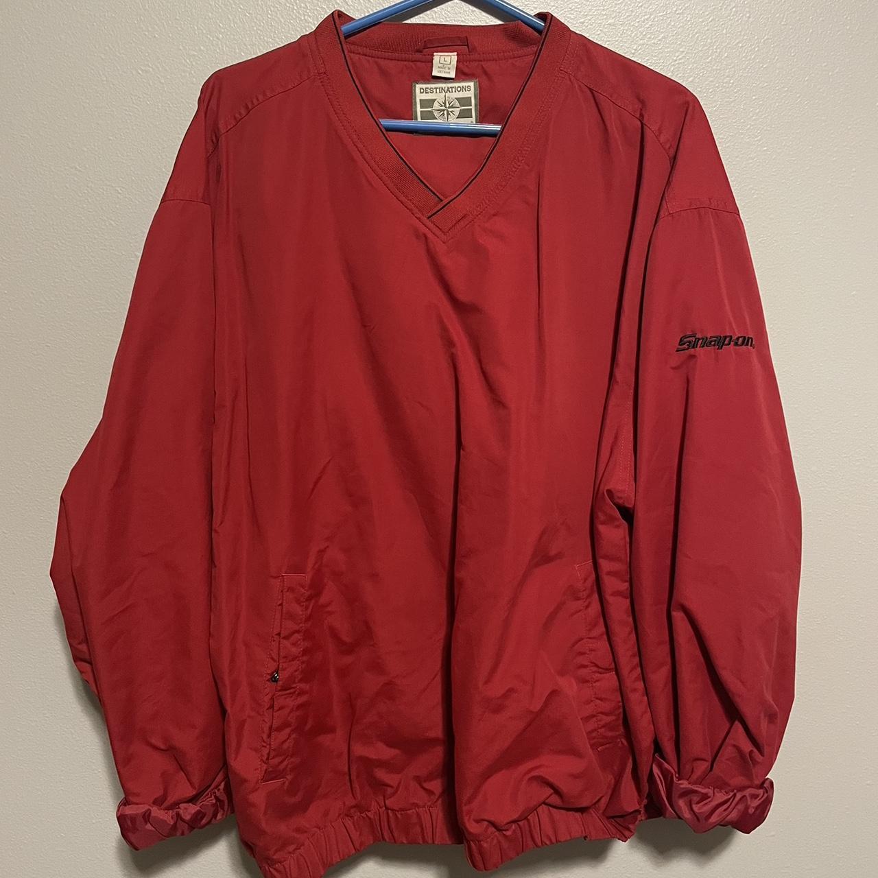 red windbreaker Great for layering and streetwear... - Depop