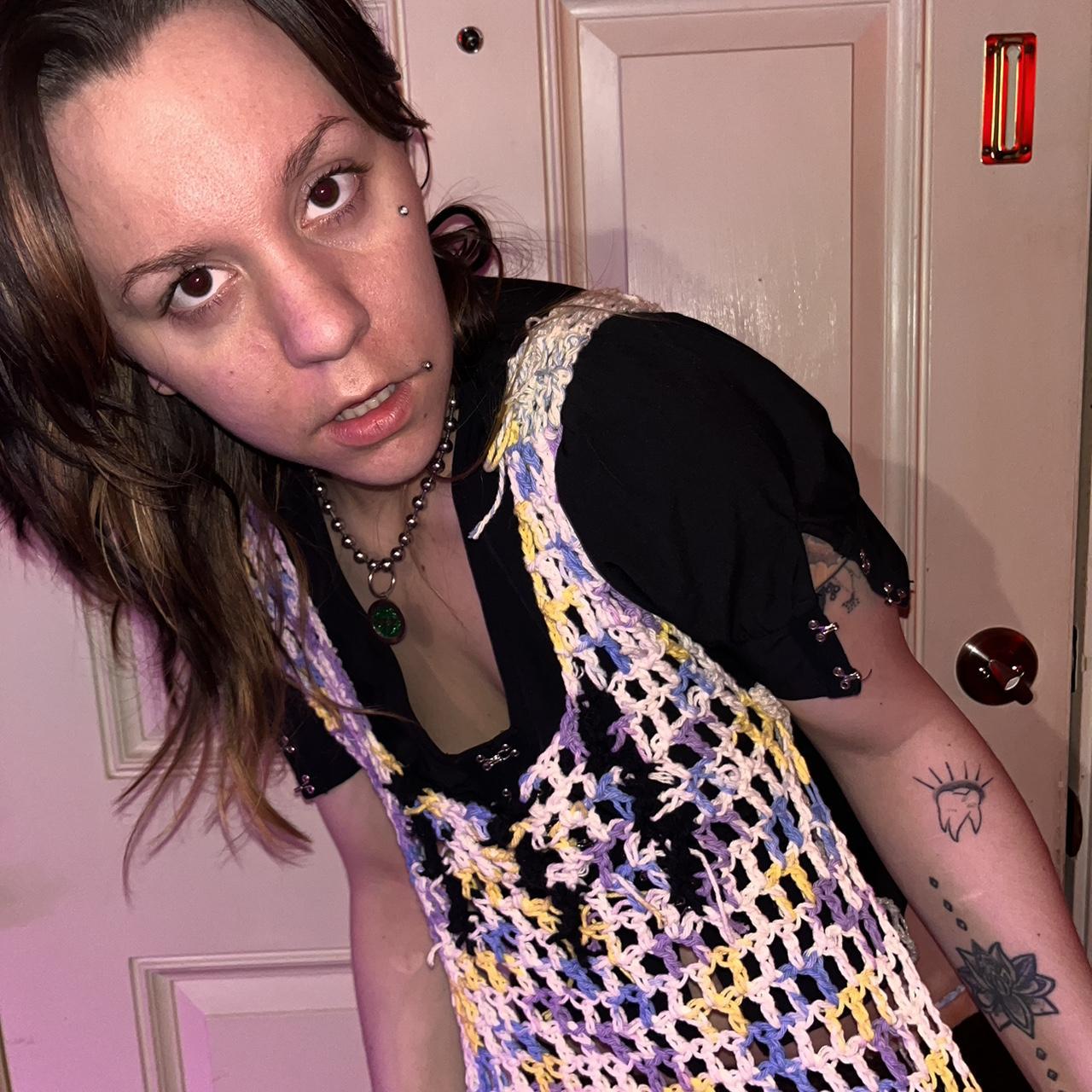 5$ bundle. Handmade crochet rave candy vest with... - Depop