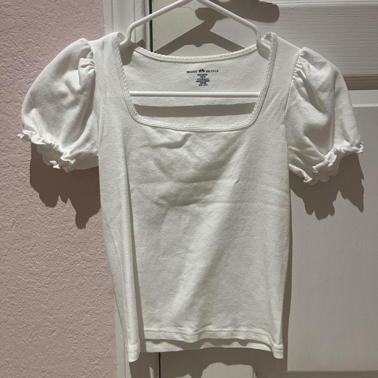 Brandy Melville white puff sleeve - Depop