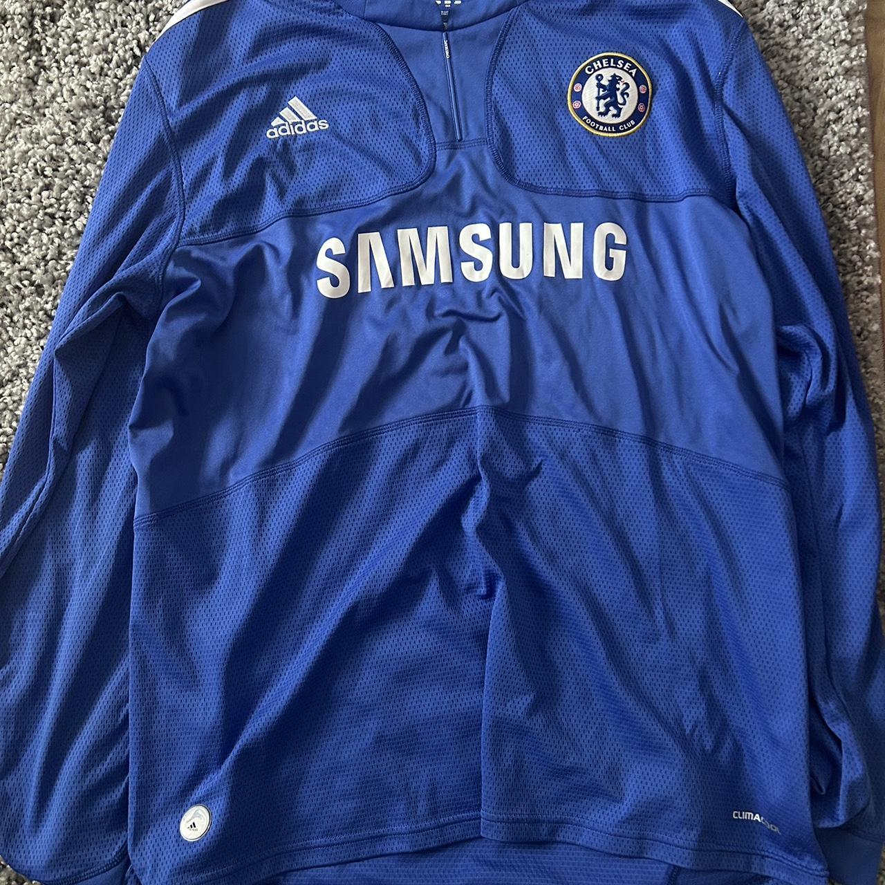 Chelsea samsung long sleeve football shirt size... - Depop