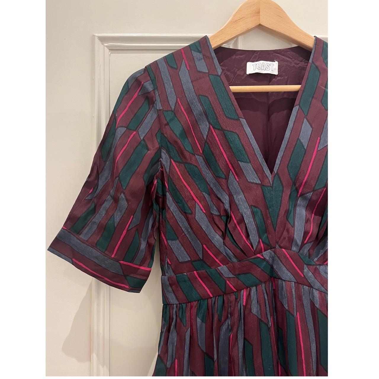 Toast long v-neck dress with half sleeves. Side zip... - Depop