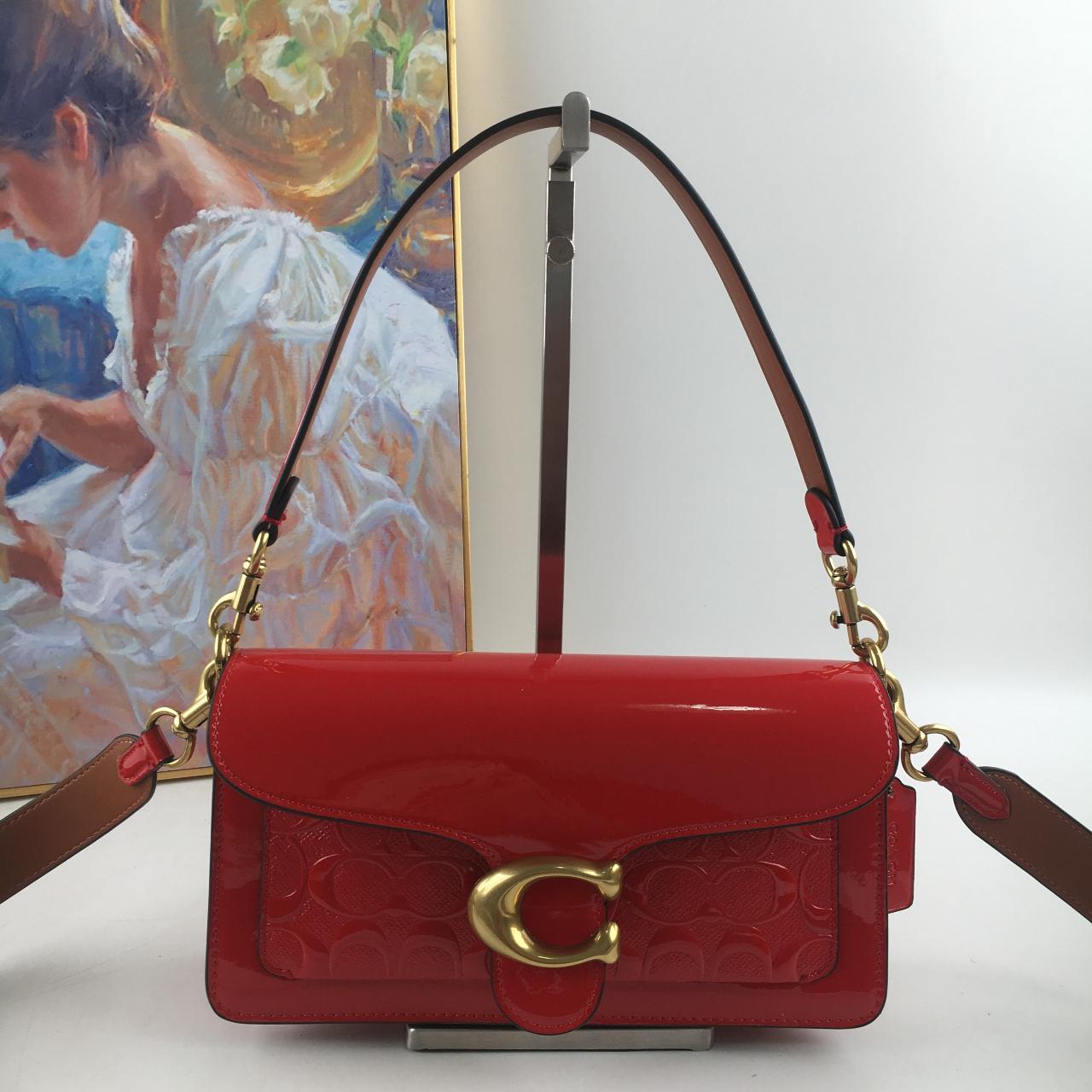 COACH Tabby red patent leather shoulder... - Depop