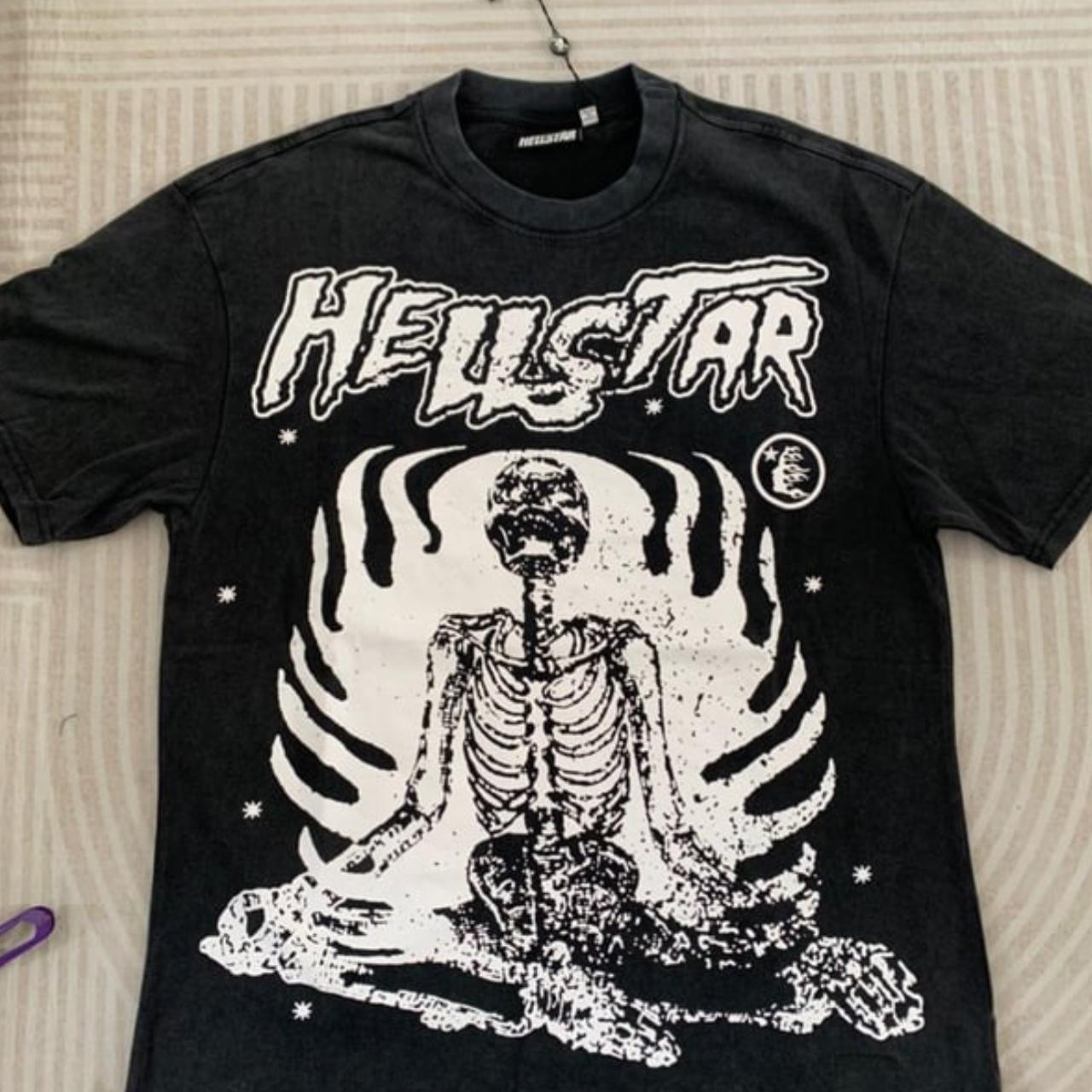 Hellstar black and white skeleton t-shirt | Depop
