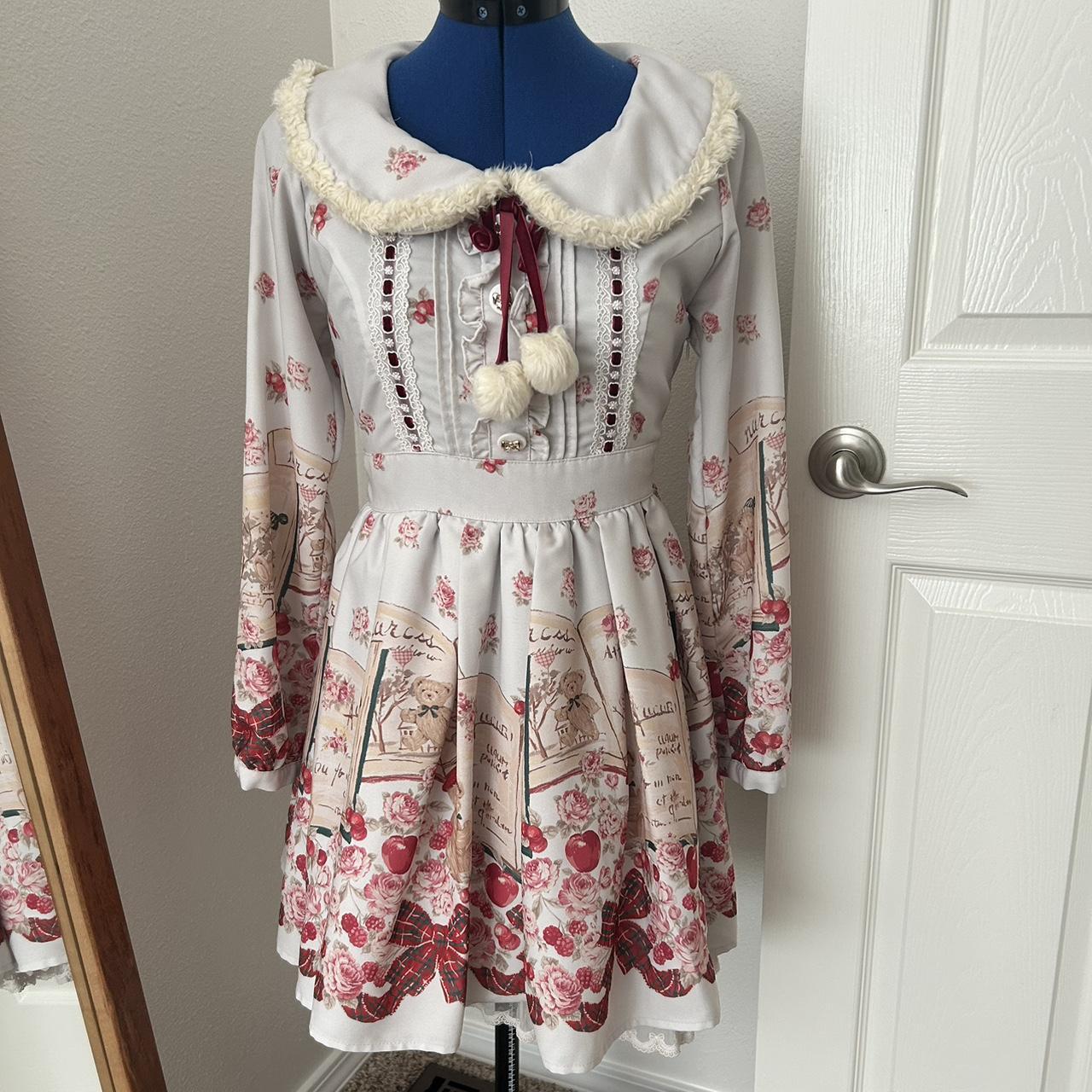 Liz Lisa bear themed dress with fur collar and... - Depop