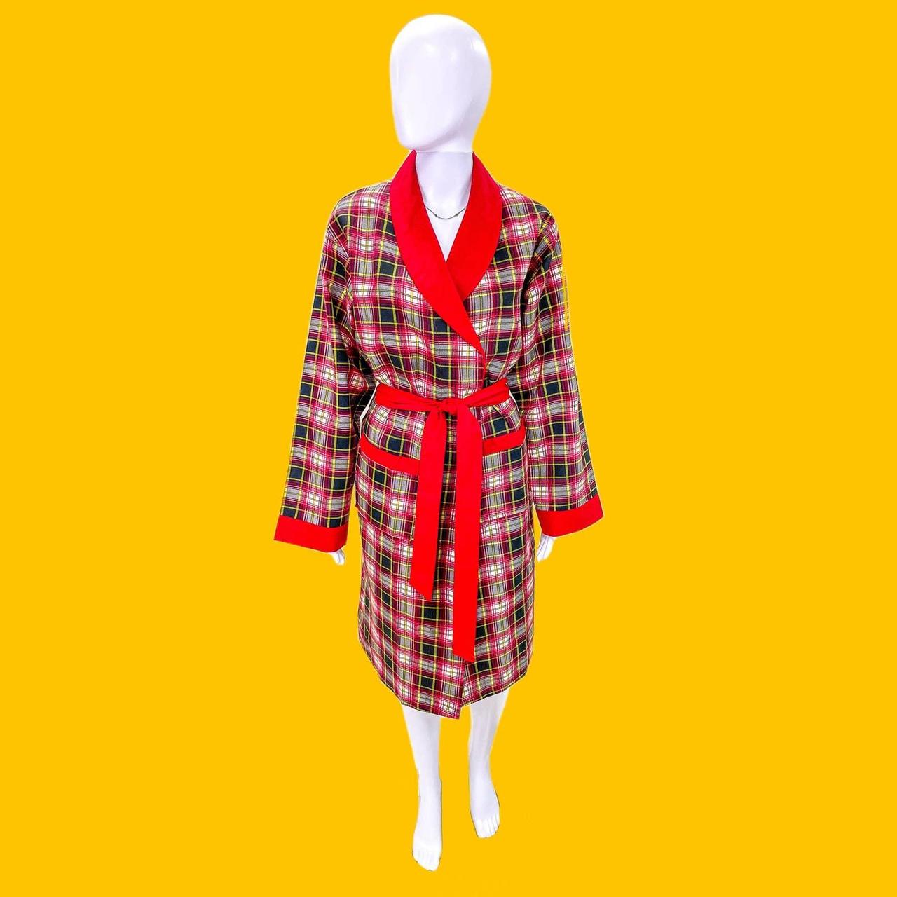 This robe is red, white, yellow, & black plaid with... - Depop