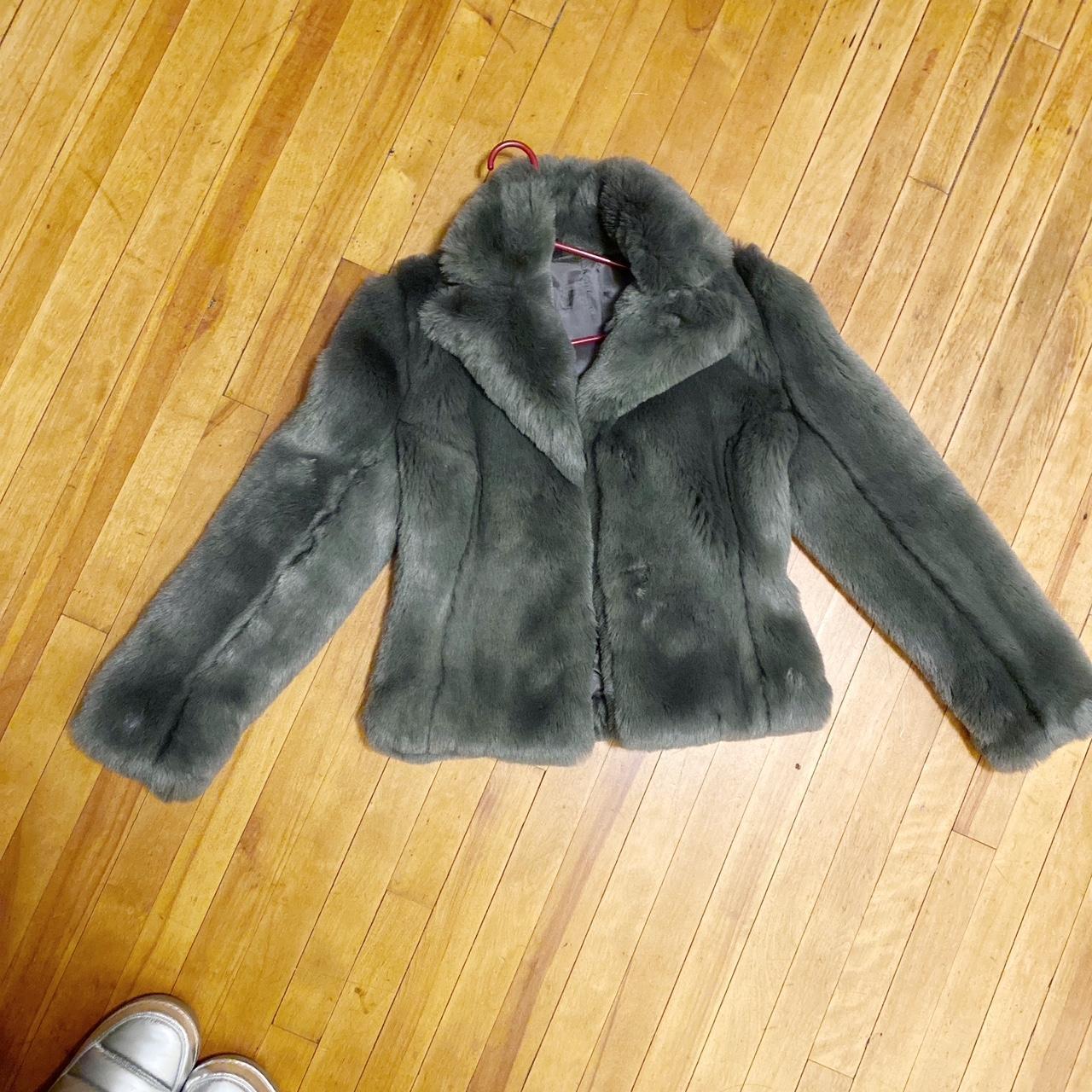 VINTAGE Gray Fur Coat - Faux Fur - Fully Lined -... - Depop