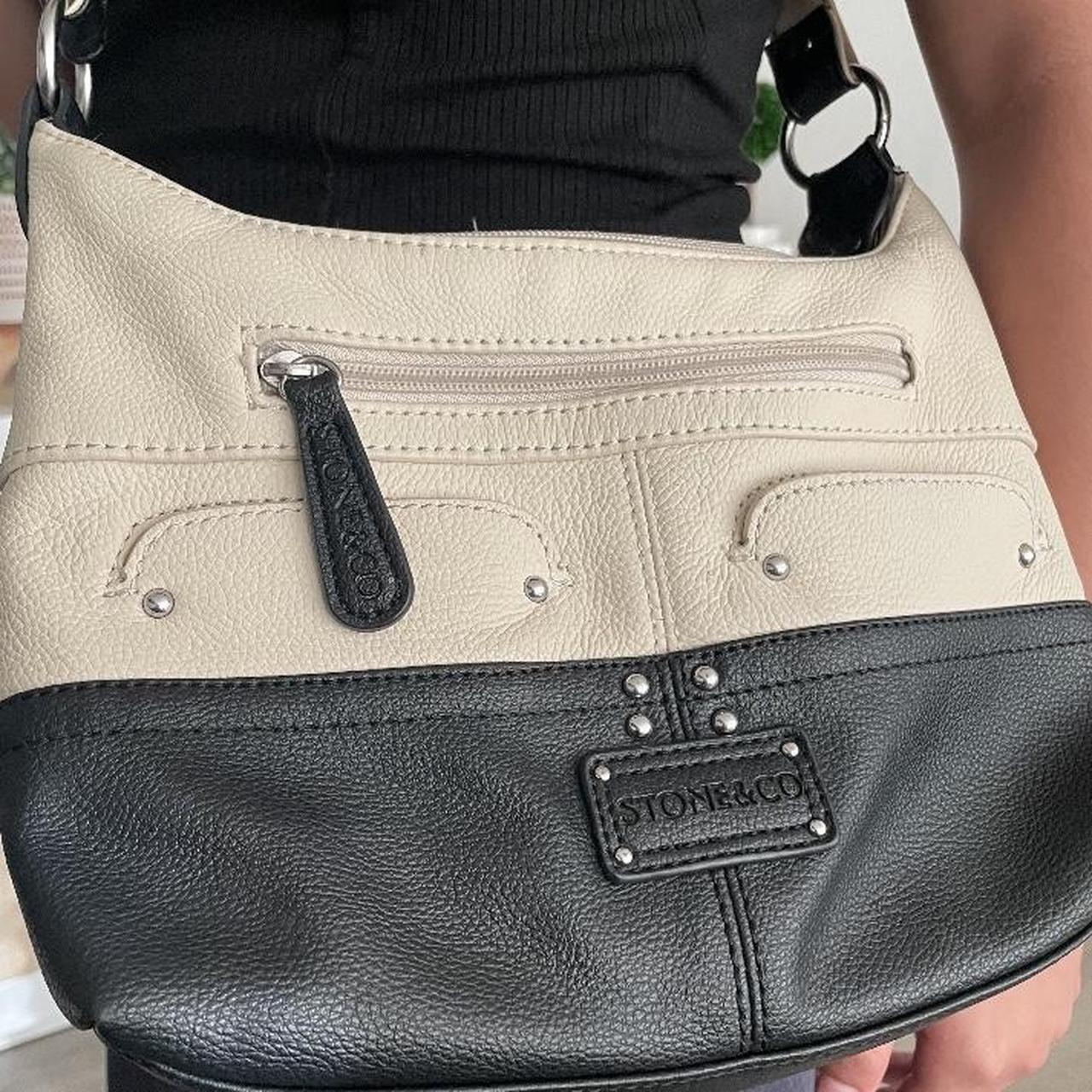 Stone & Co Vintage Leather Purse -white & black - Depop
