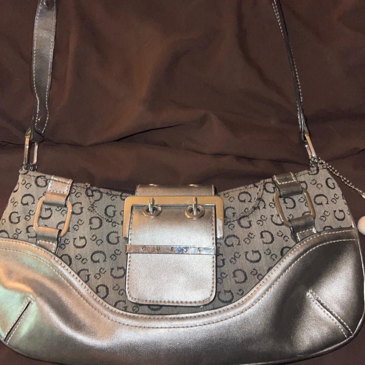 Vintage Guess bag 👛 Silver exterior and pink... | Depop