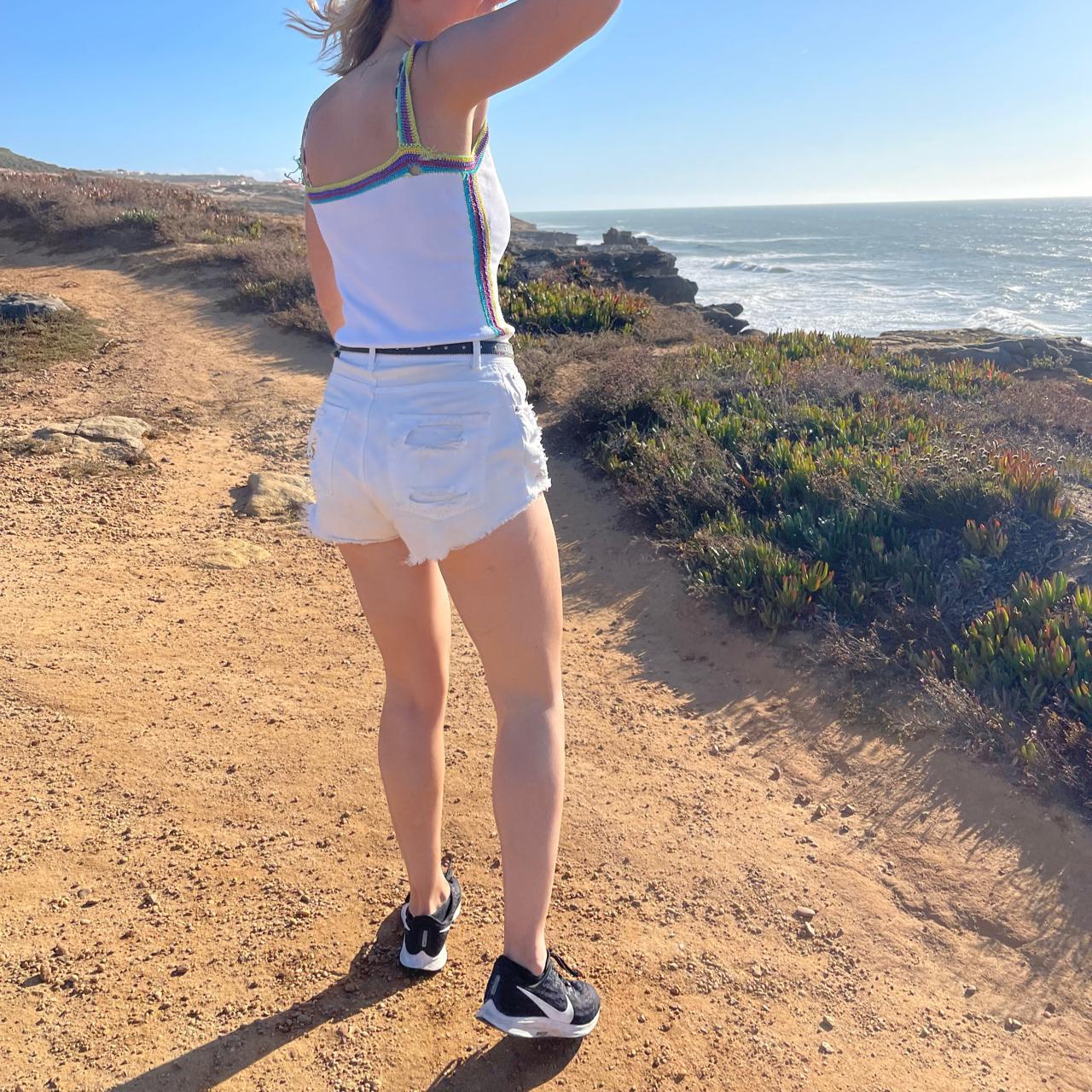 White denim shorts Asos Size 10 - Depop