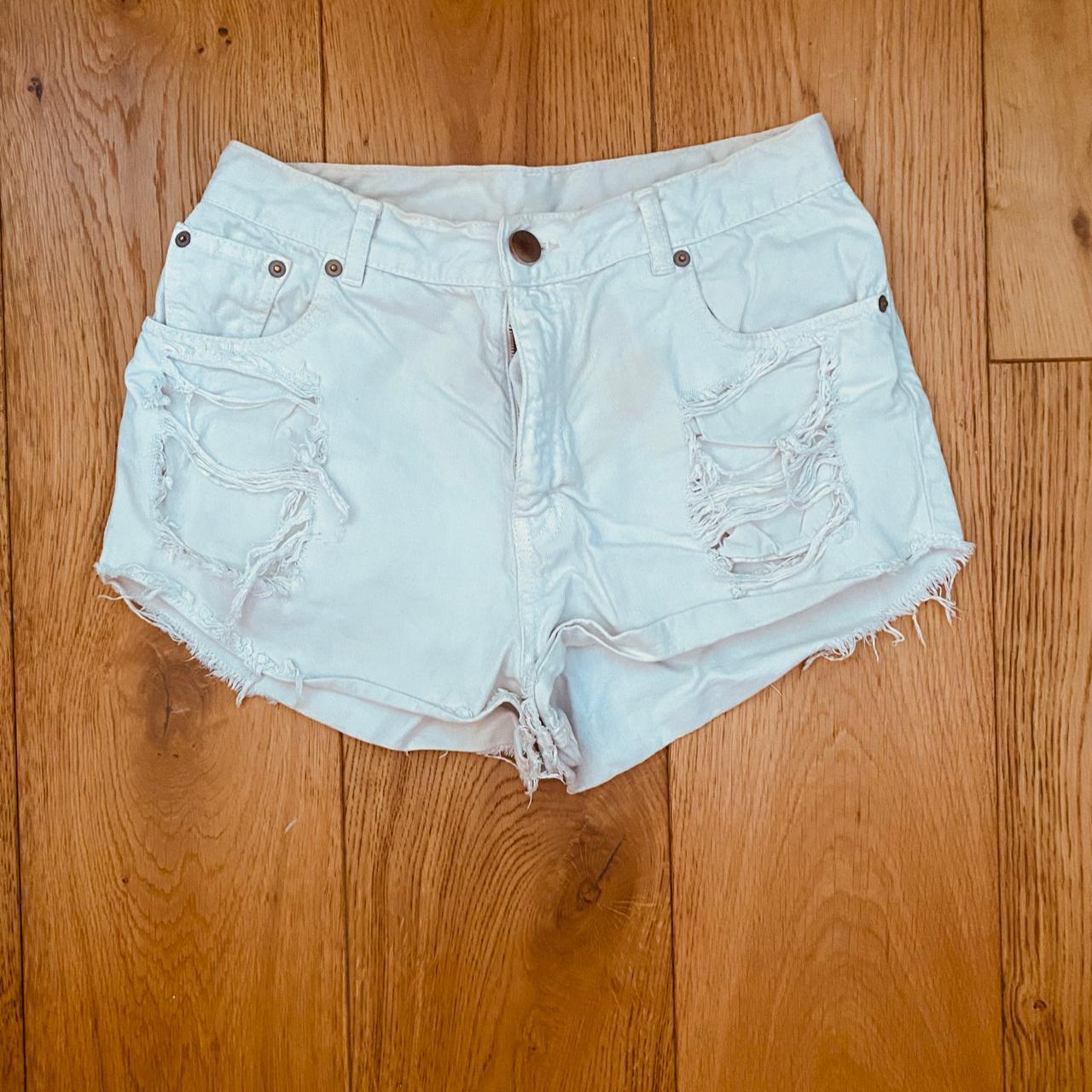 White denim shorts Asos Size 10 - Depop