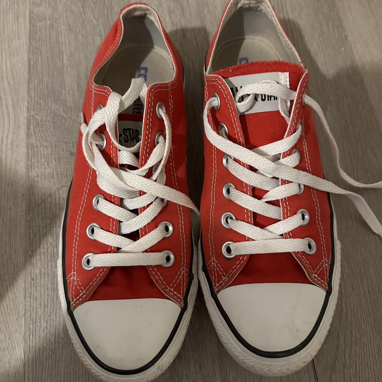 converse RED low top size: 9 women, 8 men #converse... - Depop