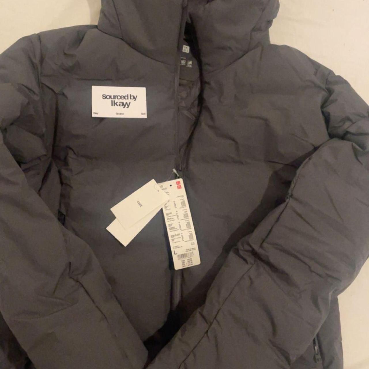 Uniqlo 3D Cut Seamless Parka Puffer Jacket Grey... - Depop