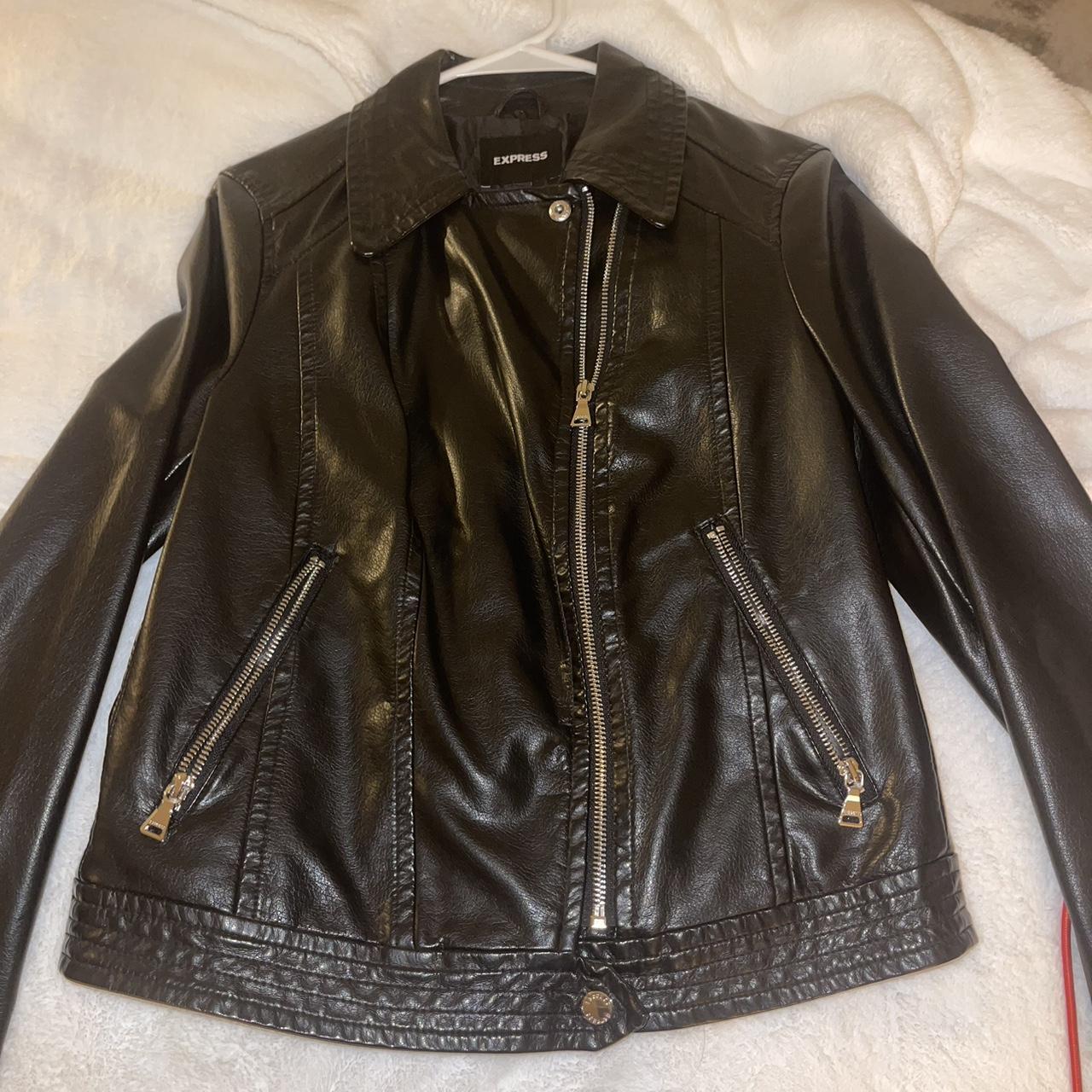 Express Leather Biker Jacket comes with a... - Depop