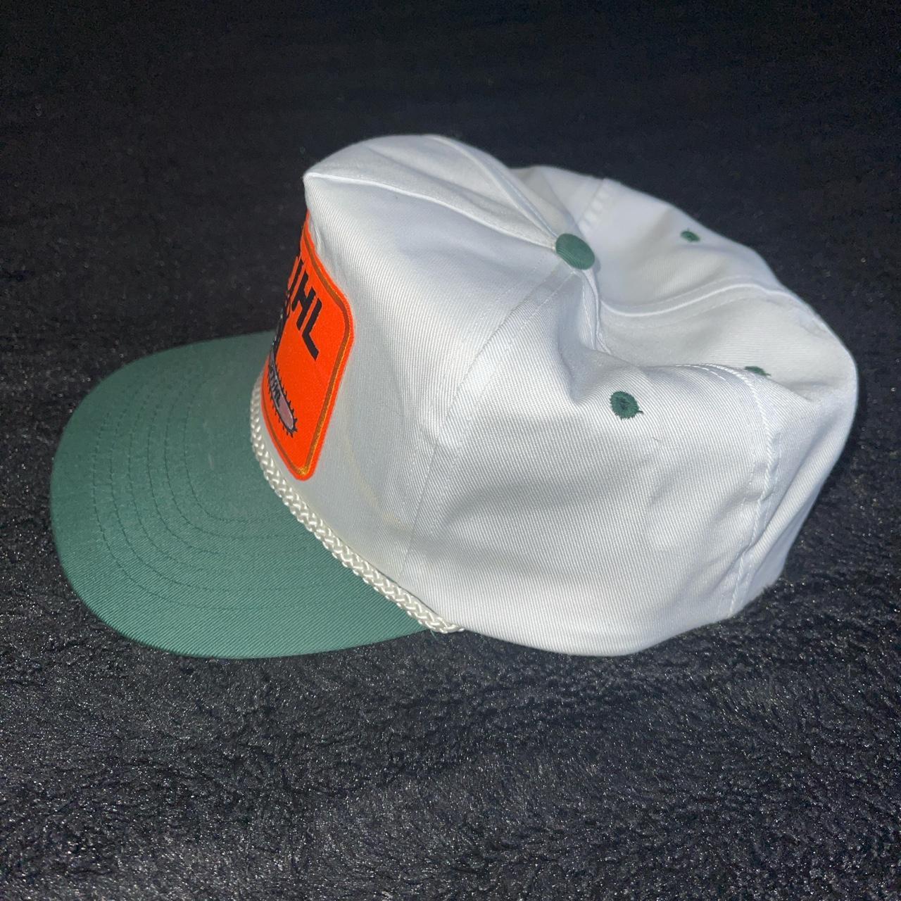 stihl chainsaw old school trucker hat - white with... - Depop
