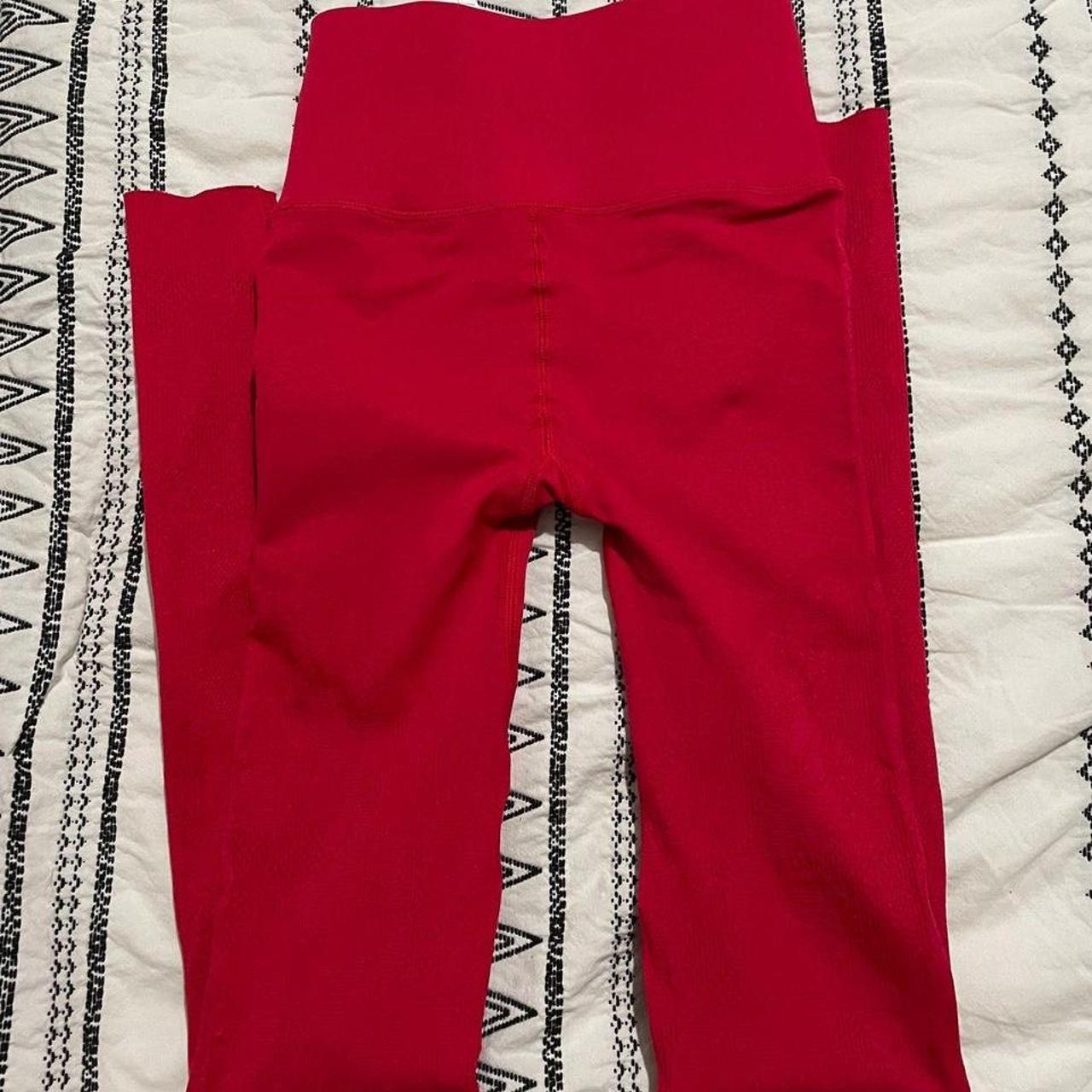 Fabletics Women's Red Leggings | Depop