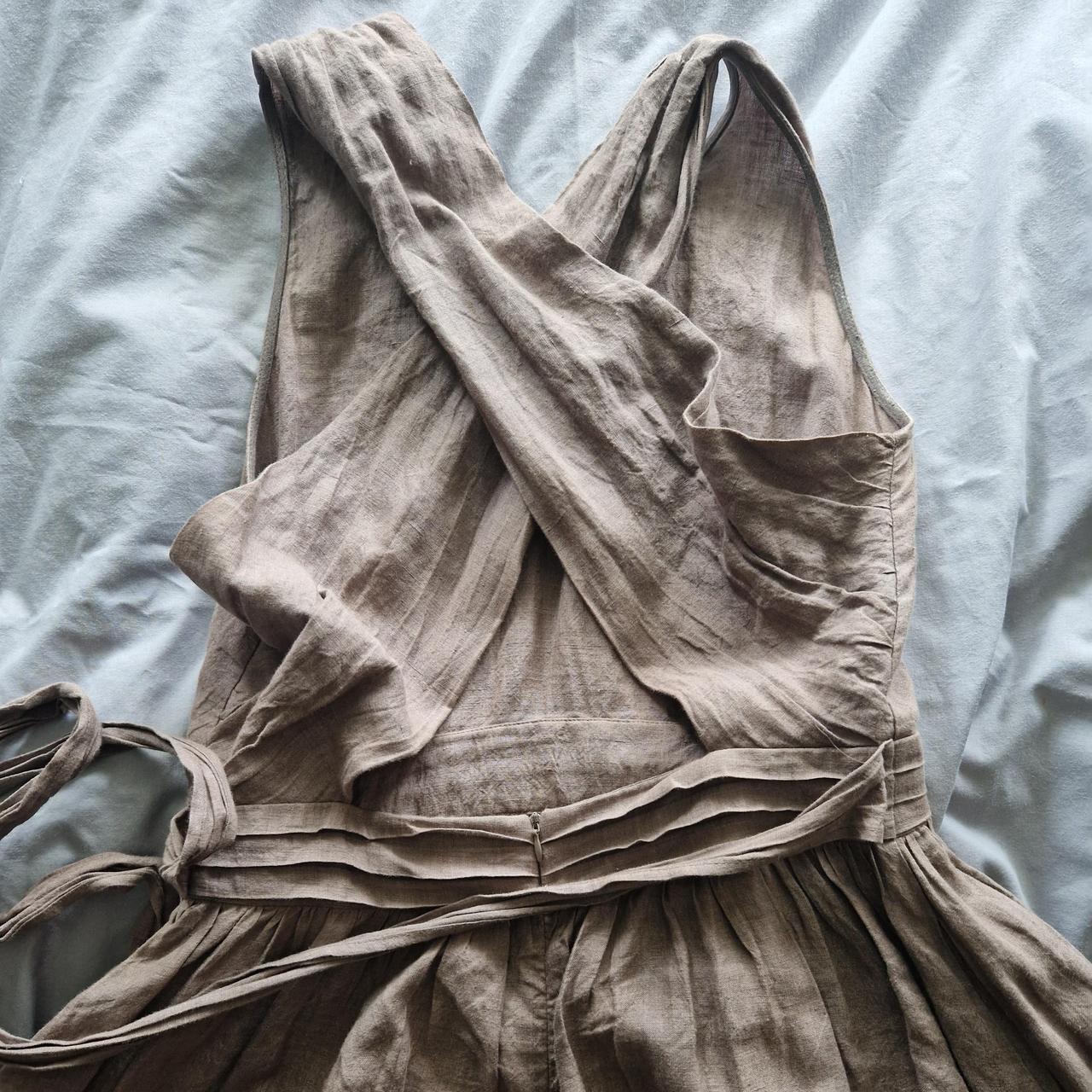 Linen naive grey/brown cottagecore dress. Worn... - Depop