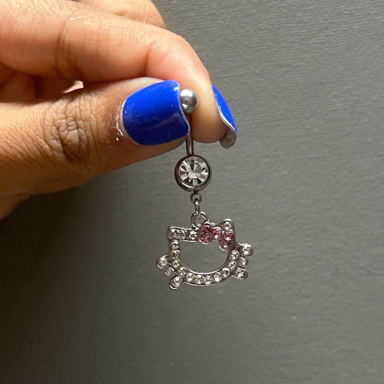 Pink and silver Hello Kitty belly ring #kawaii #y2k... - Depop