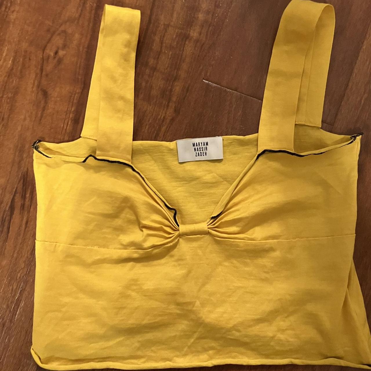 Maryam Nassir Zadeh yellow crop top with black trim.... - Depop