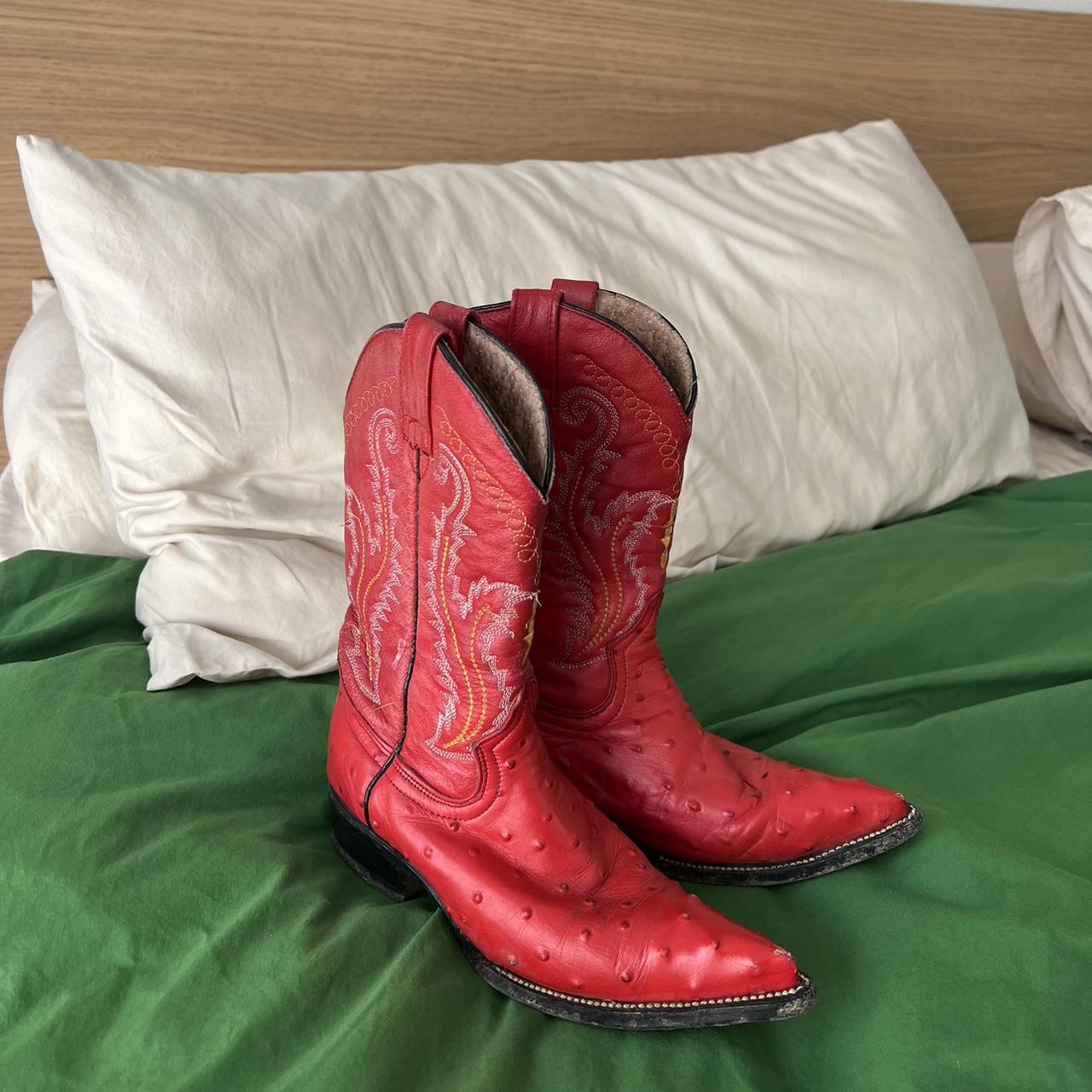 Vintage red cowboy boots size 5. Too small on me :(... - Depop