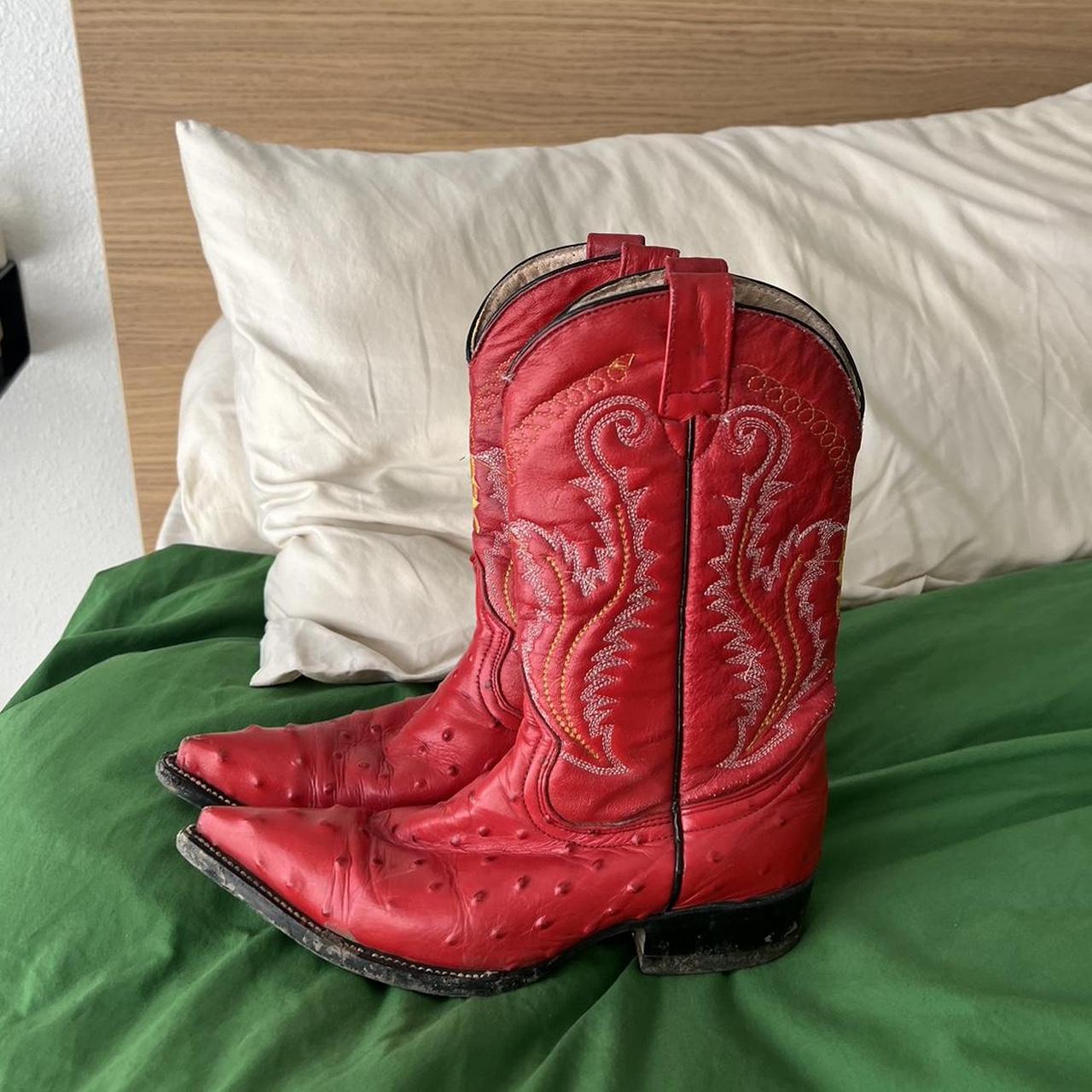 Vintage red cowboy boots size 5. Too small on me :(... - Depop