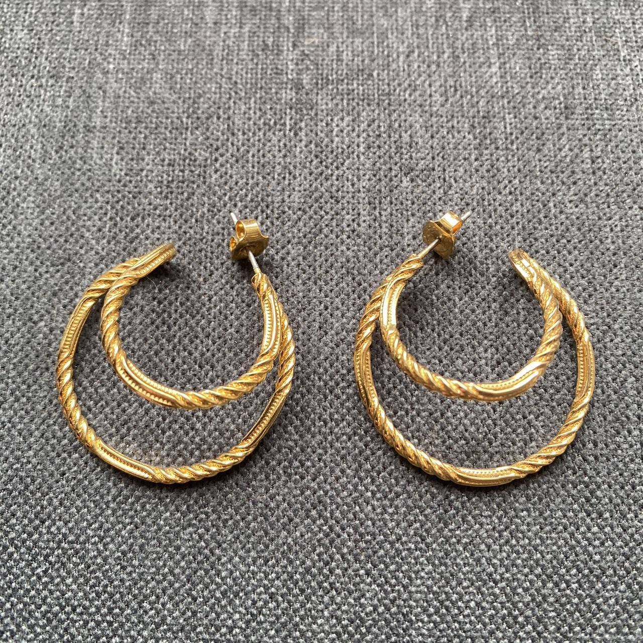 Gold plated double hoop earrings. They have gorgeous... - Depop