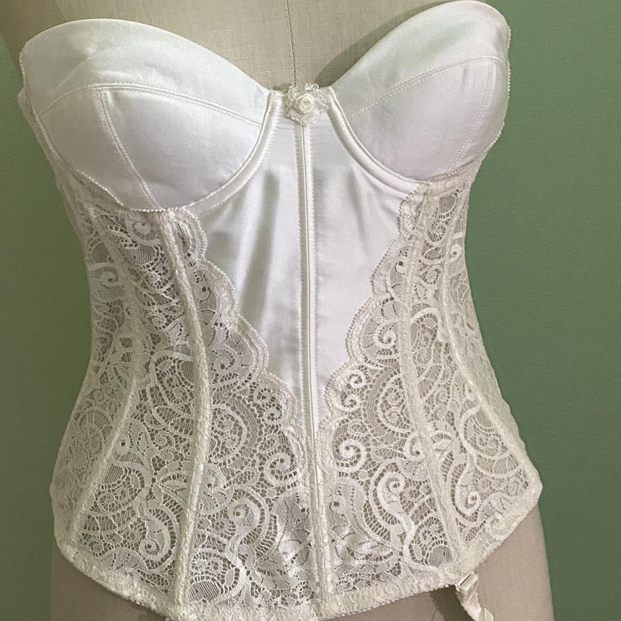 Victorias Secret creme corset with beautiful mesh... - Depop