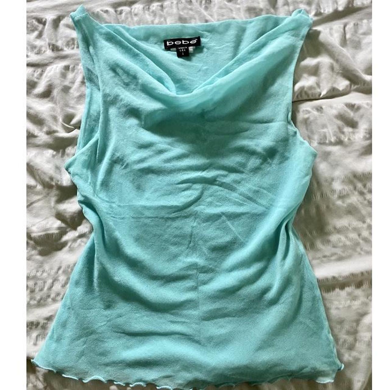 Mermaid aqua fairy y2k Bebe tank w curly hem #bebe... - Depop