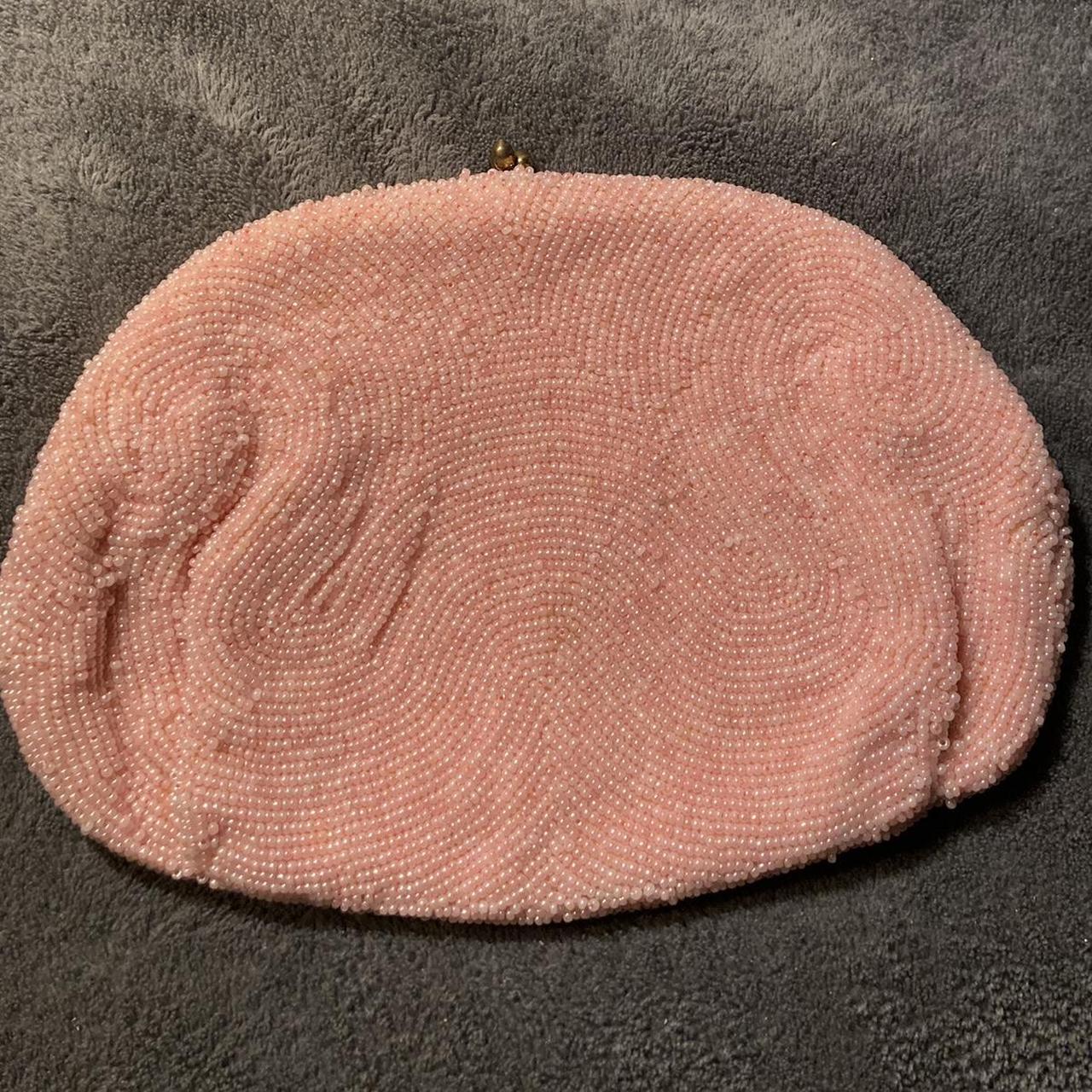 Vintage handmade pink beaded clutch/purse. Made in... - Depop