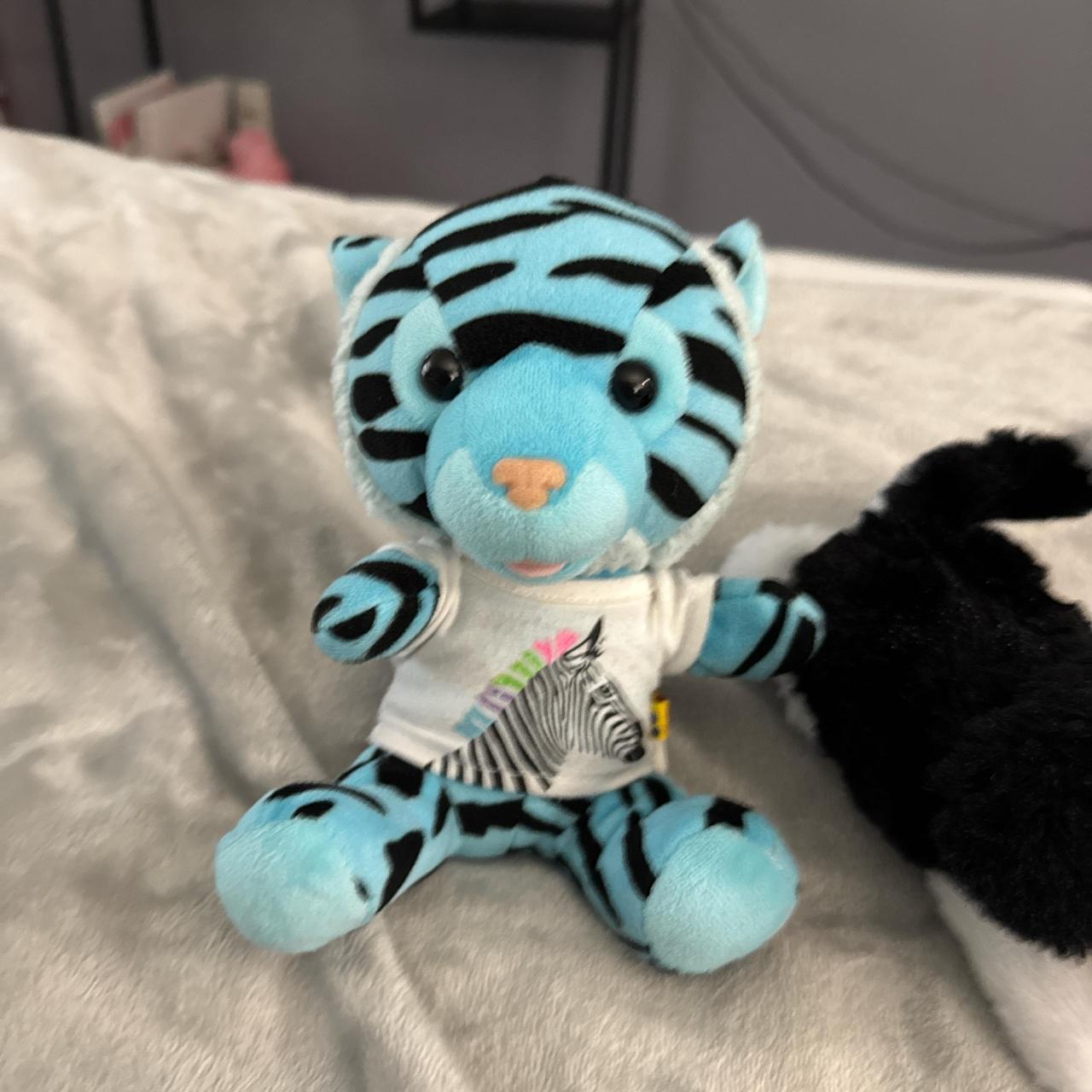 Blue and black tiger plush #plushies with a bonus... - Depop