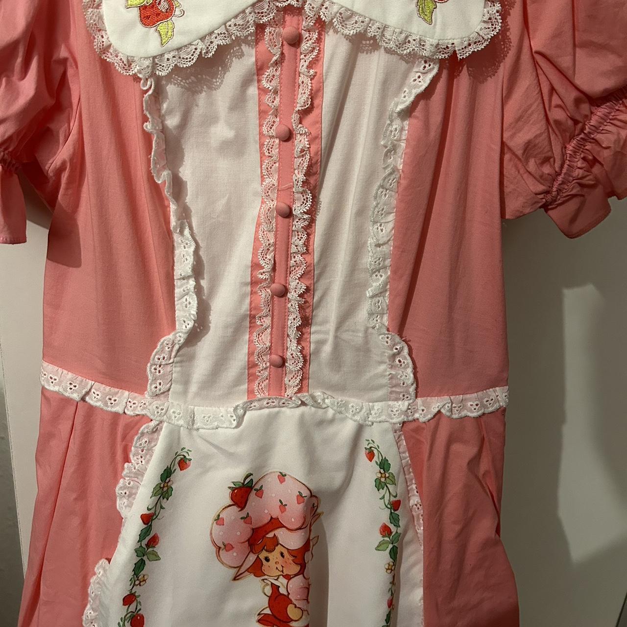 dolls kill x strawberry shortcake pink apron dress... - Depop
