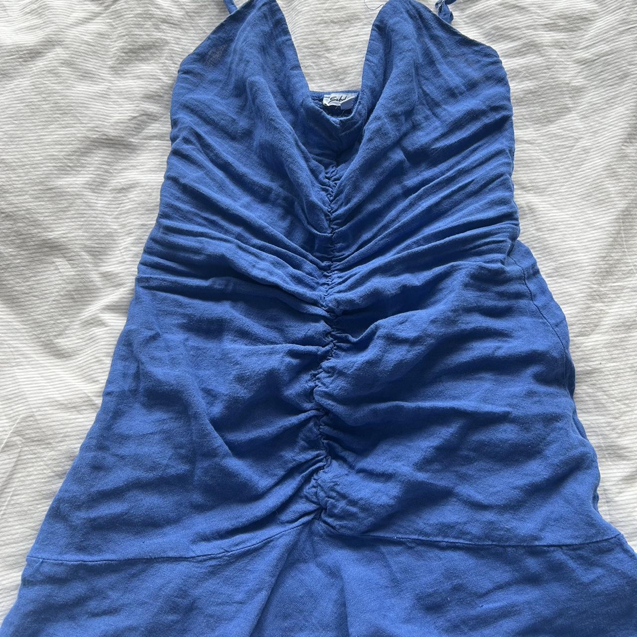 Subdued ruched mini dress. So flattering and an... - Depop