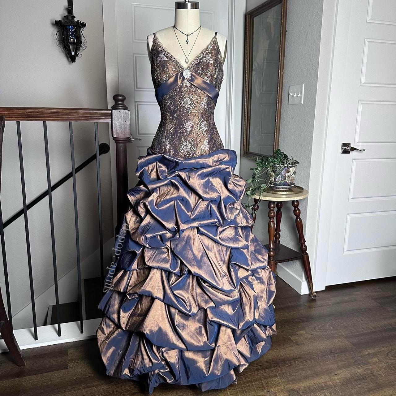 Vintage early 2000s formal beaded prom dress, full... | Depop