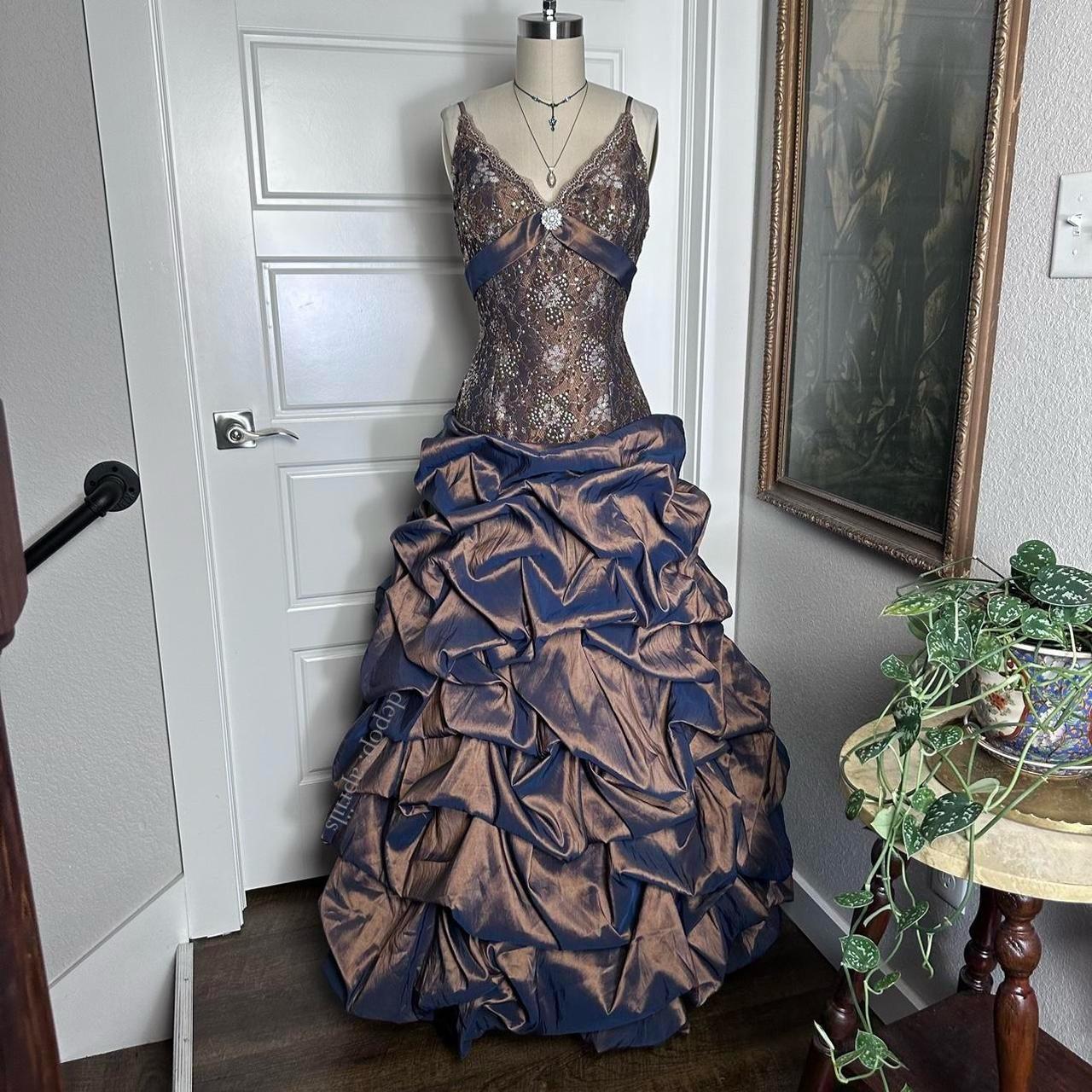 Vintage early 2000s formal beaded prom dress, full... | Depop