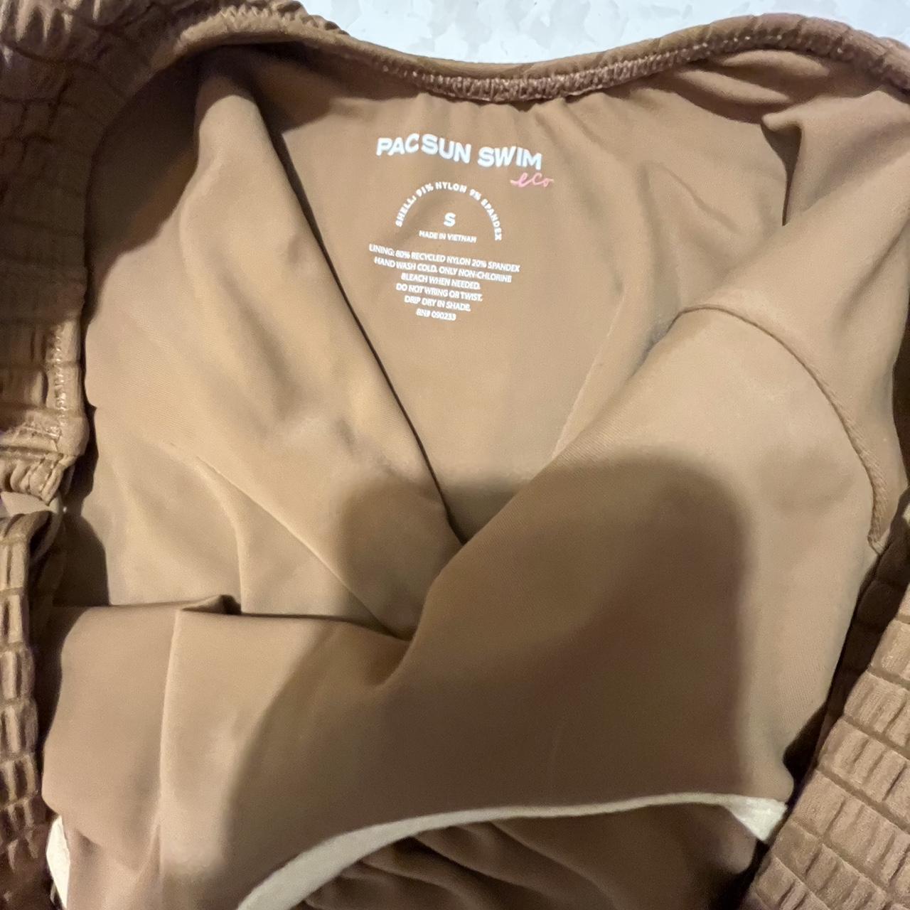 Small PacSun one piece swim suit, brown, never worn - Depop