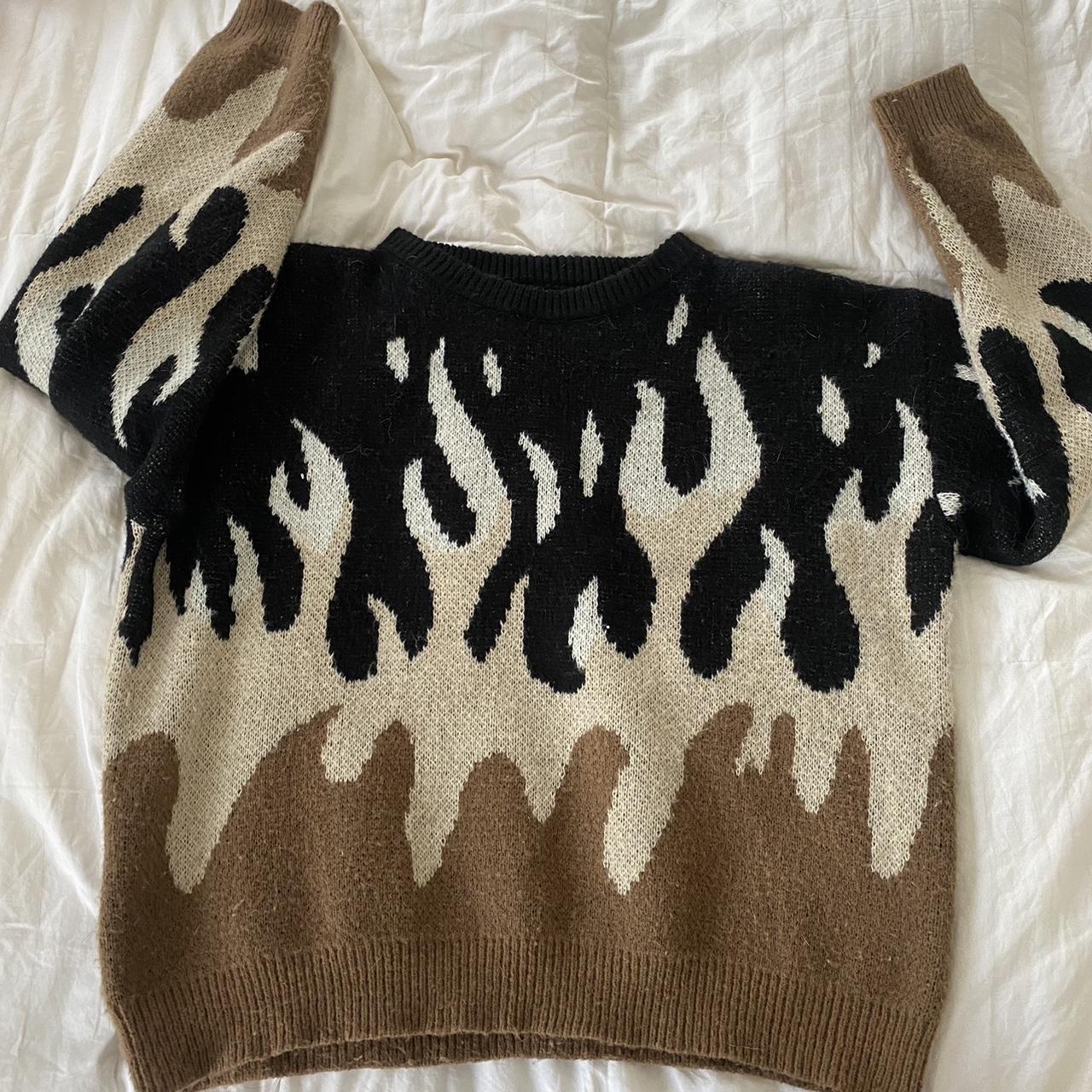 Knitted flame sweater - Depop