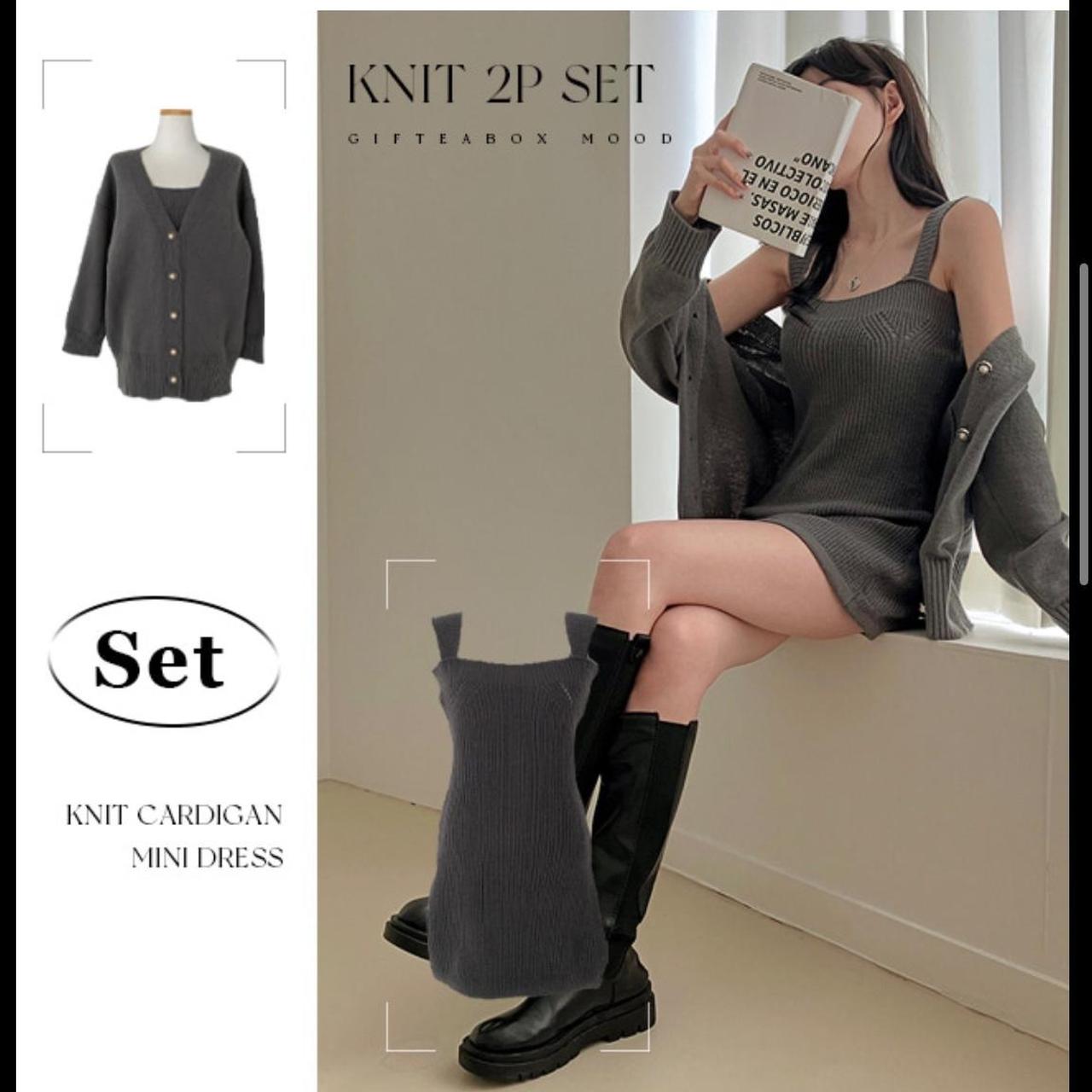 grey knit set, only worn a few times thick and warm, - Depop