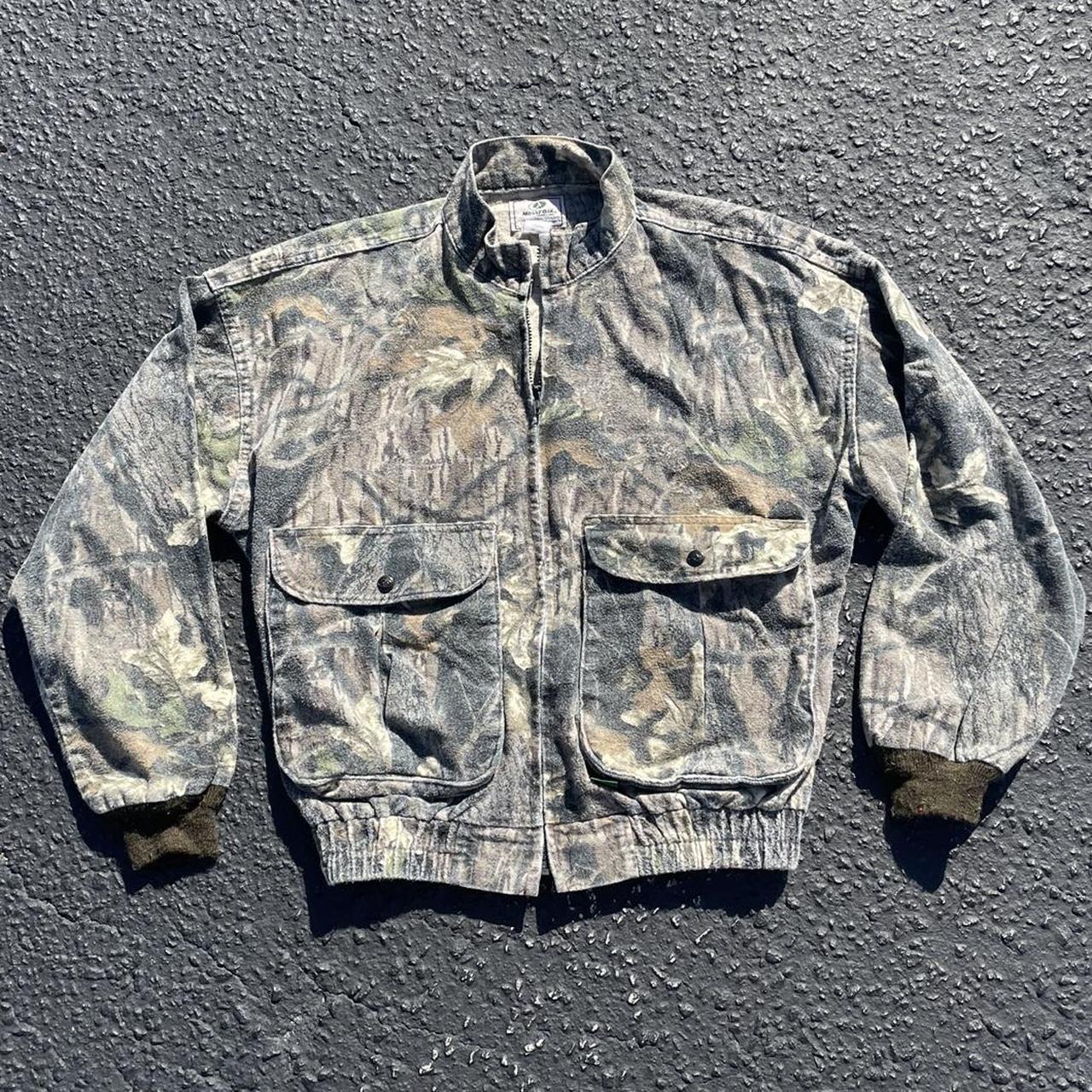 Vintage Mossy Oak Camo Hunting Zip Up Jacket Tagged... - Depop