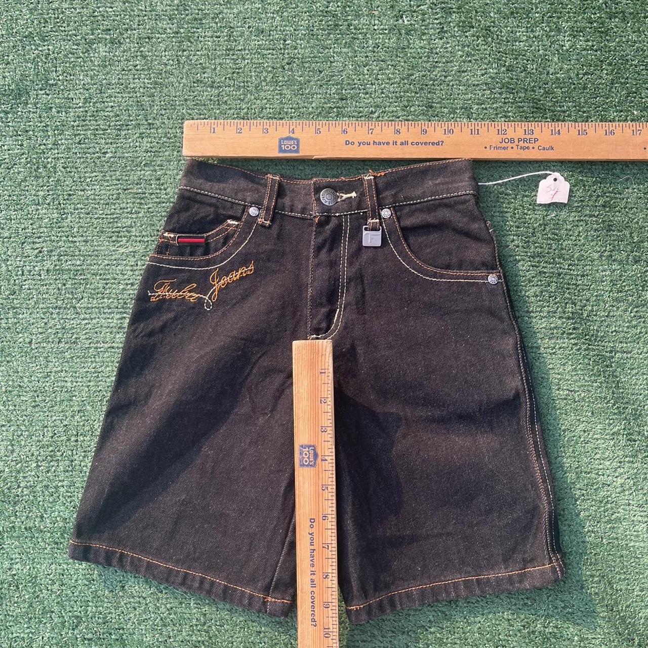 Vintage DeadStock Black Fubu Jean shorts Waist... - Depop