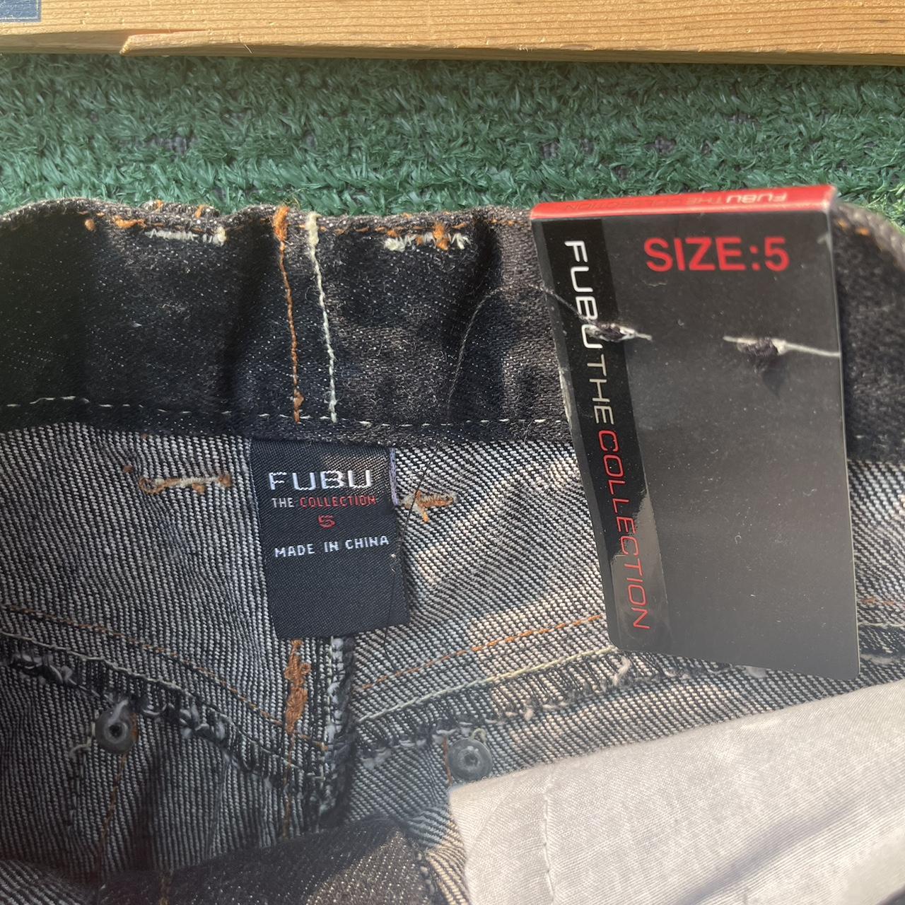 Vintage DeadStock Black Fubu Jean shorts Waist... - Depop