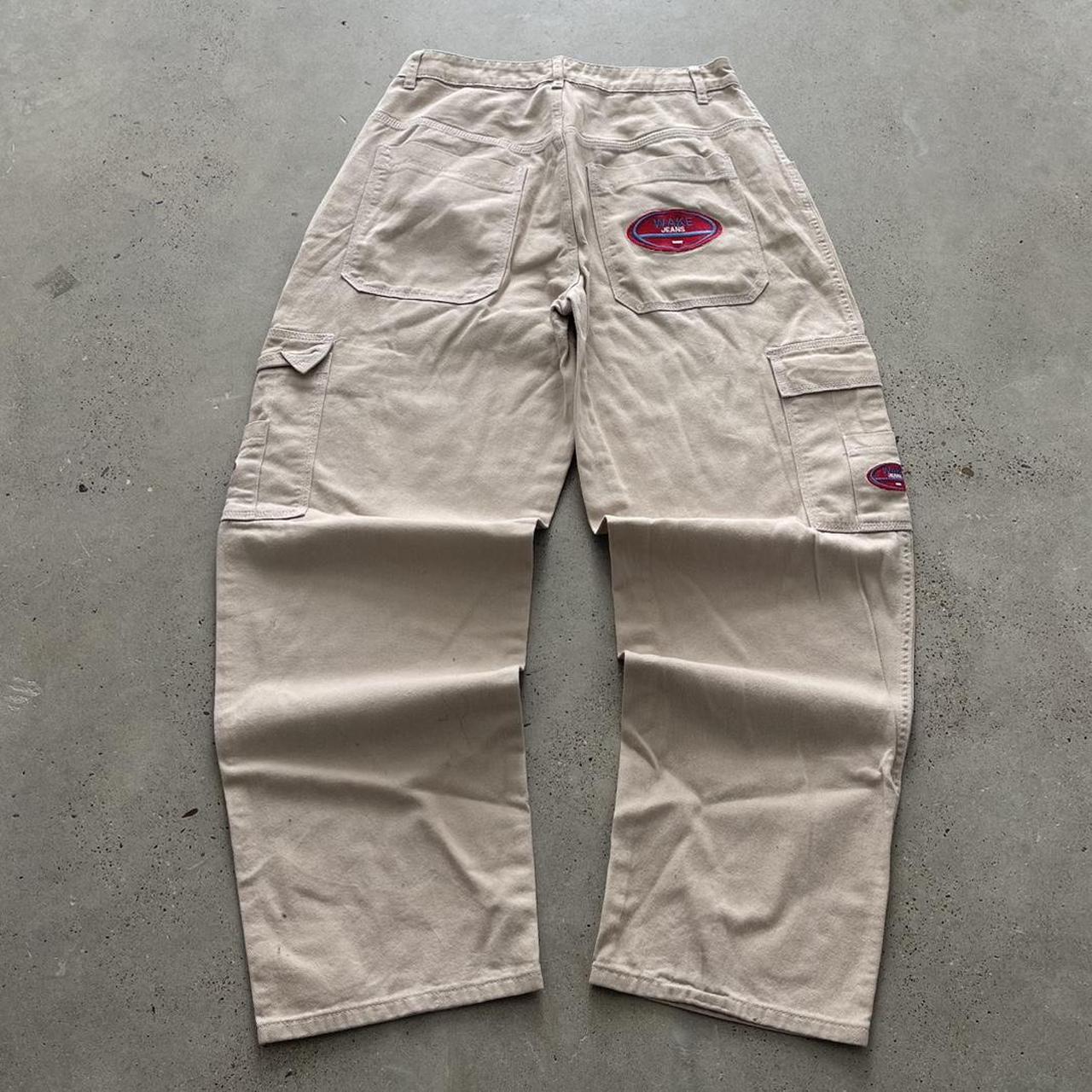 Y2K Cream Wake Cargo Jeans Waist 30” Length... | Depop