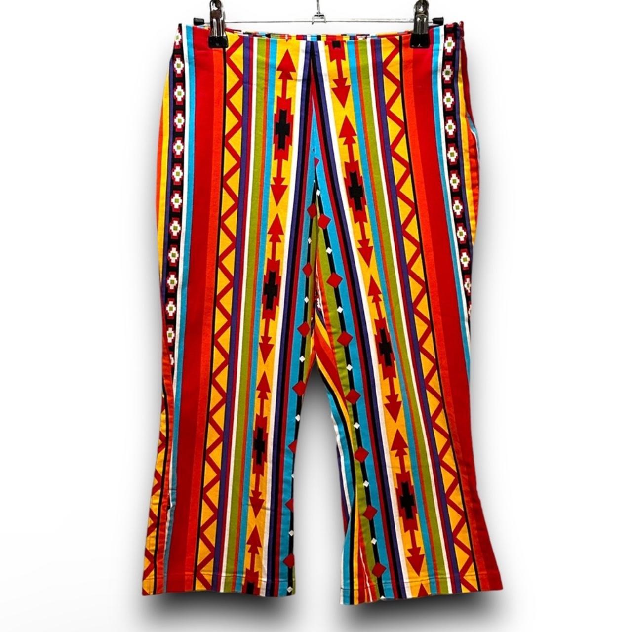 Y2K Copper Key southwest striped Capri cropped... - Depop