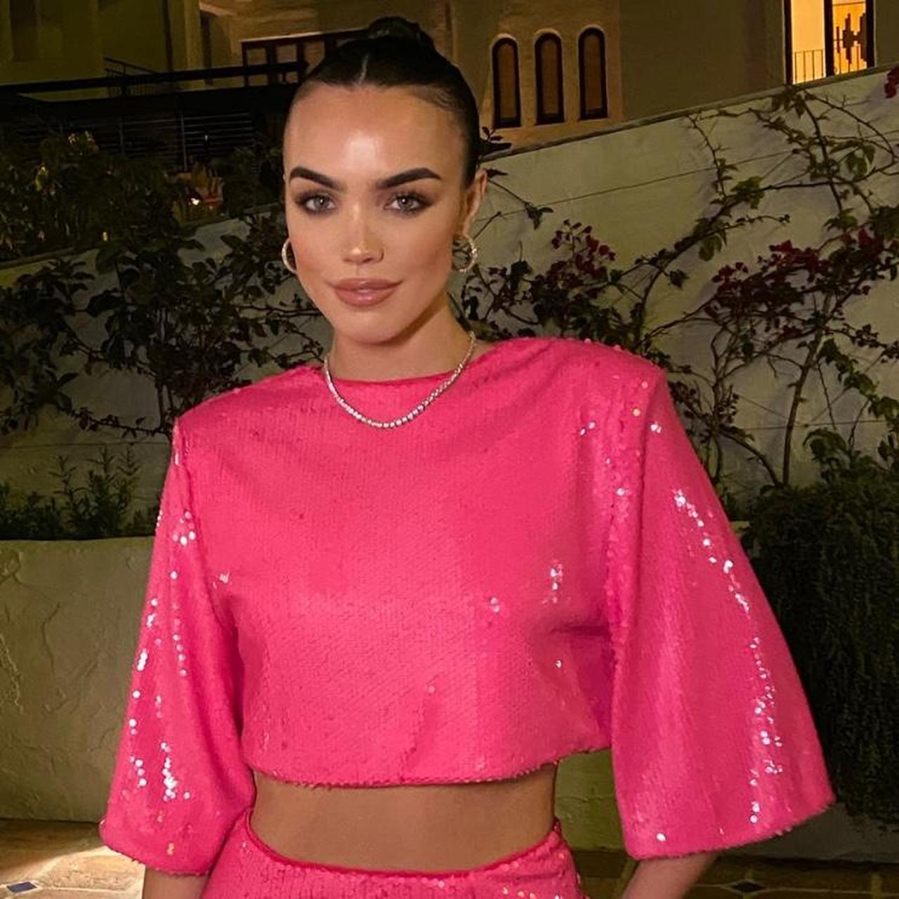 Sara neon pink sequin crop top TOP ONLY Brand new... - Depop