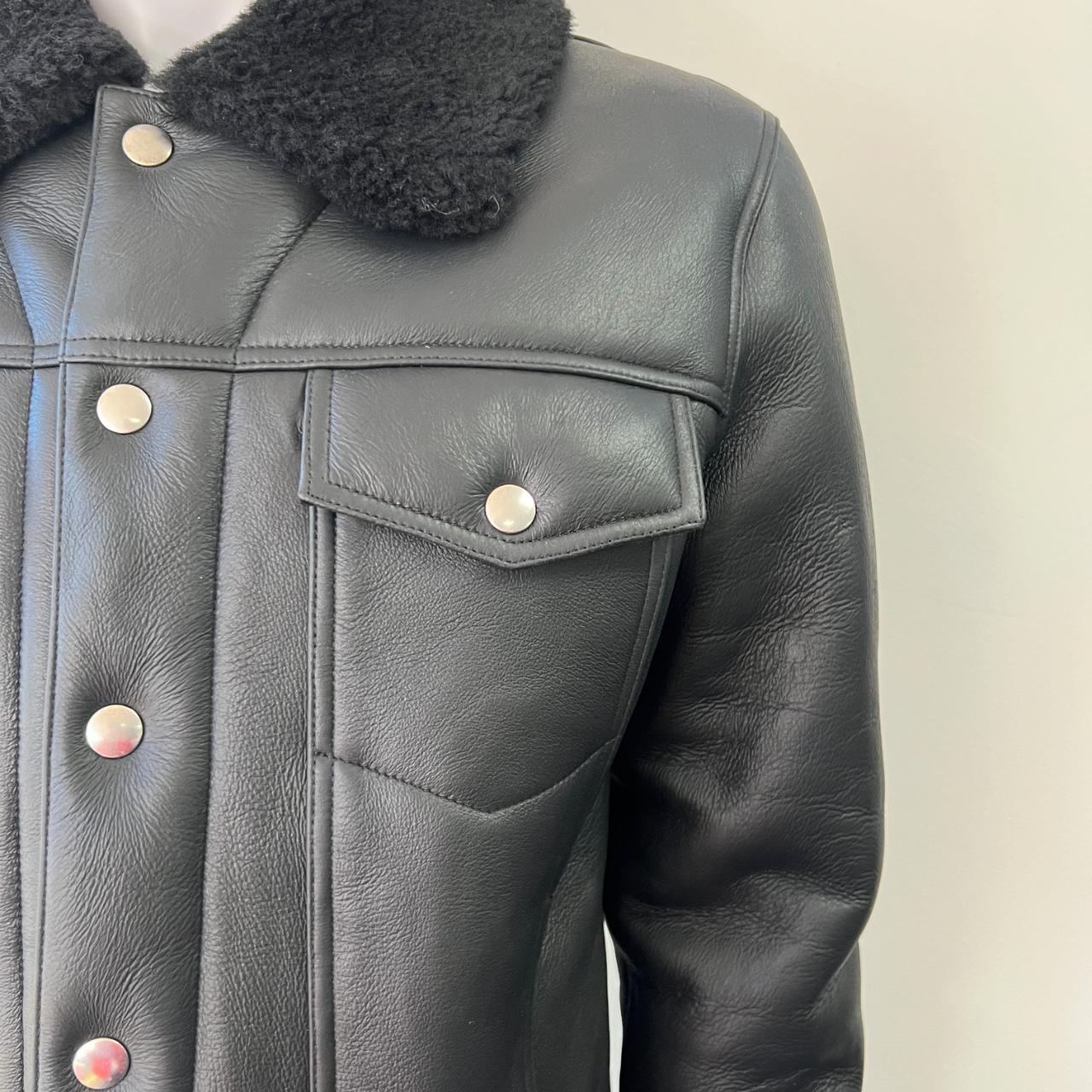 Men's Sandro shearling trucker style jacket with... - Depop