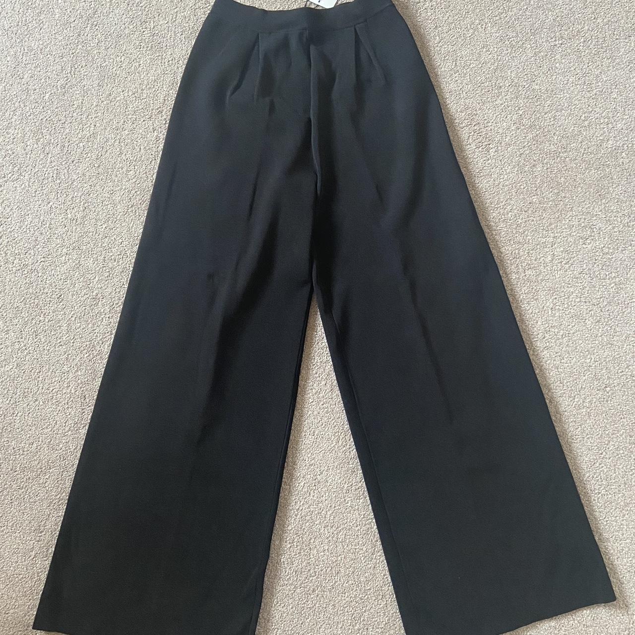 Zara Black Extreme Wide Leg Knitted Trousers Size Small - Depop