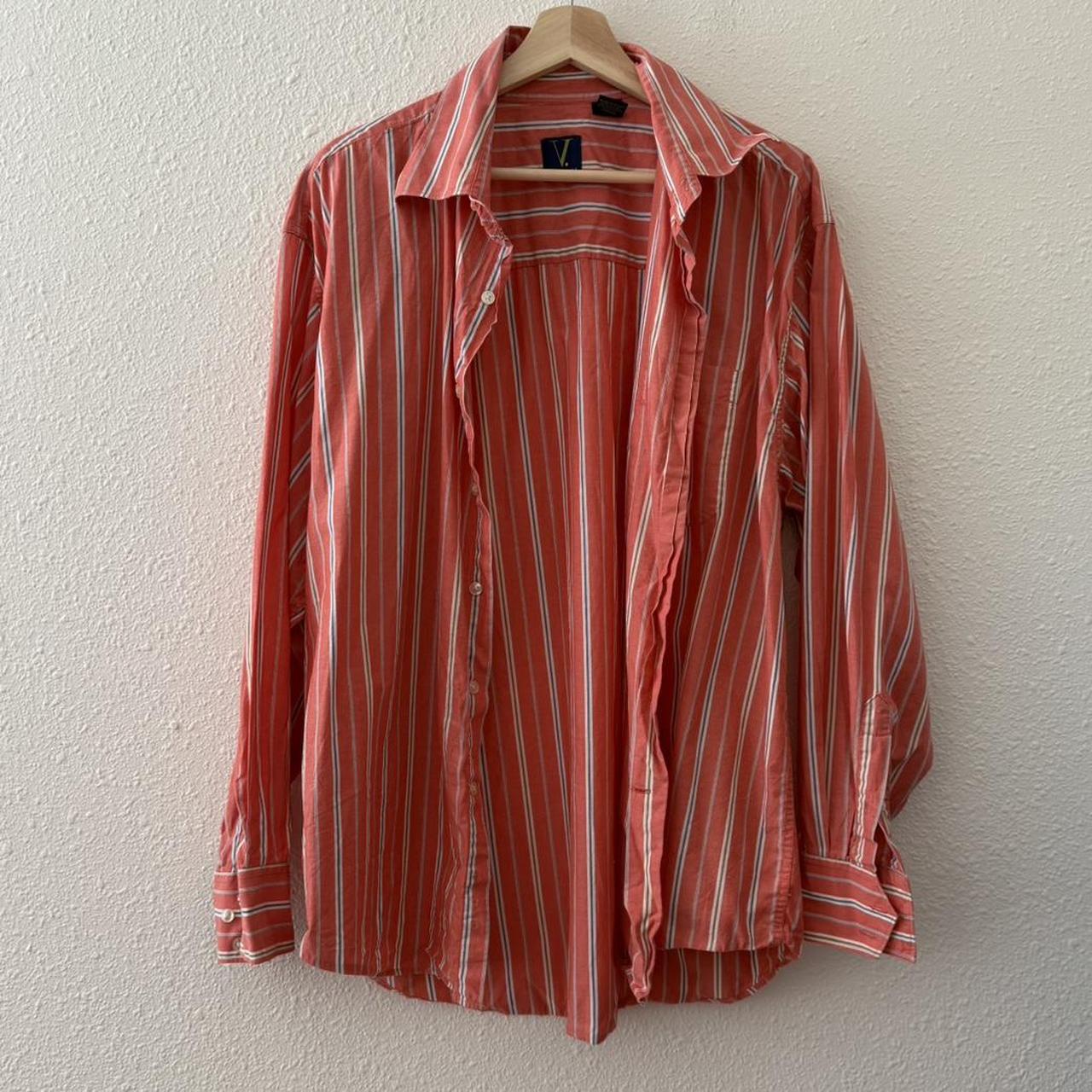 Vintage 100% cotton Orange and white striped Van... | Depop